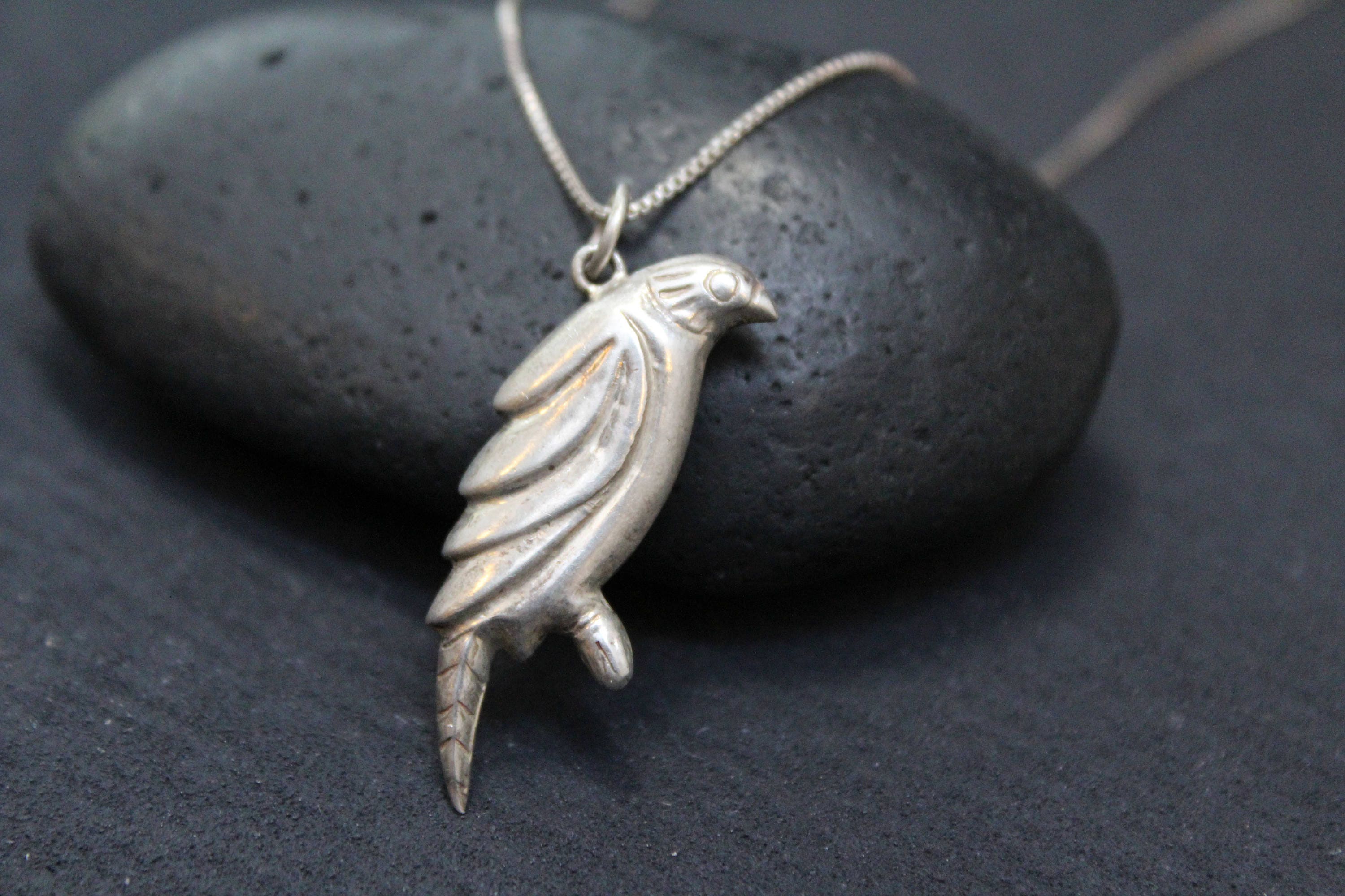 Sterling Silver Parrot Necklace, Parrot Jewelry, Sterling Silver Bird ...