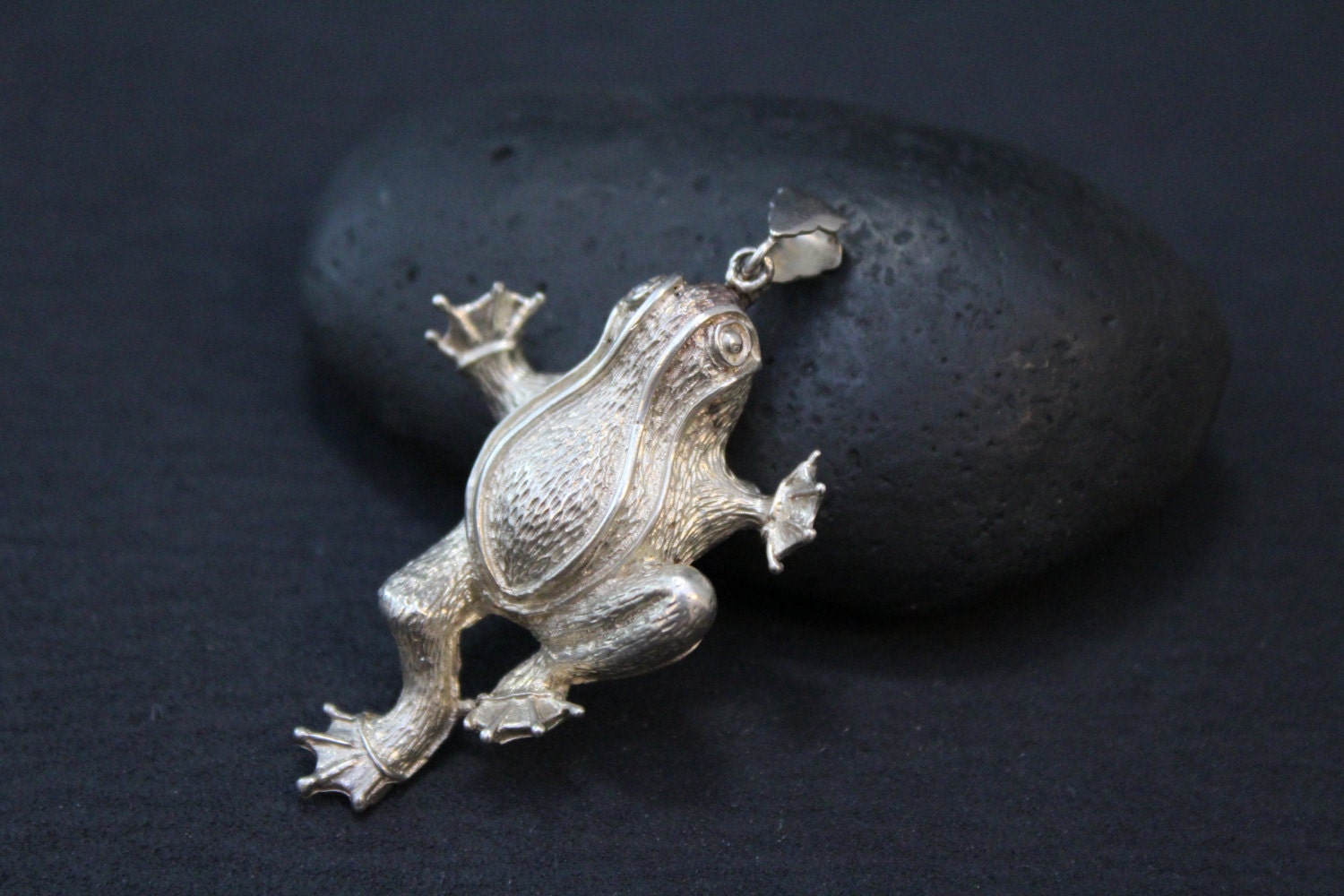 Large Sterling Frog Pendant, Sterling Silver Frog, Frog Jewelry, Silver ...