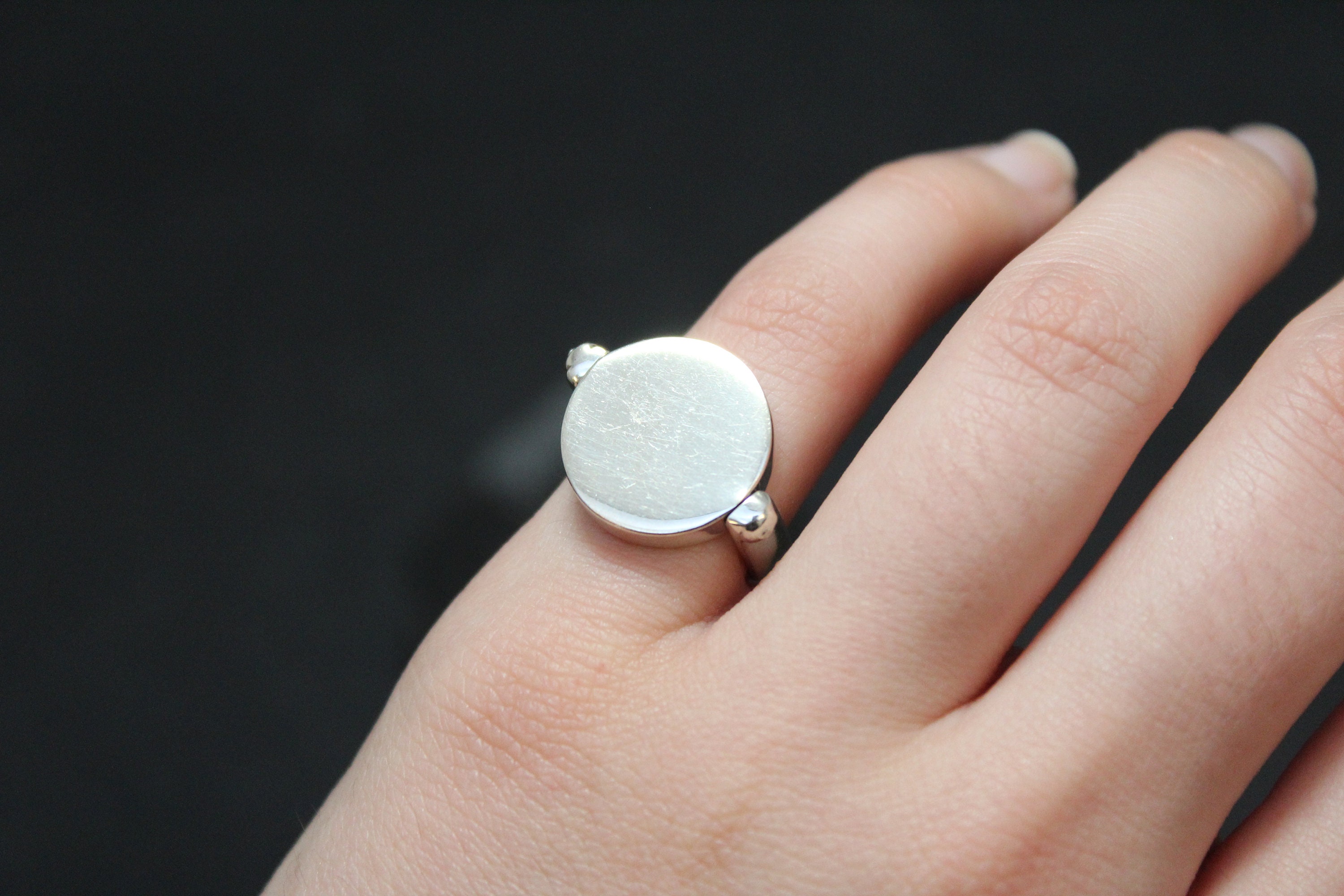 Sterling Silver Blank Reversible Monogram Ring, Silver Circle Signet ...