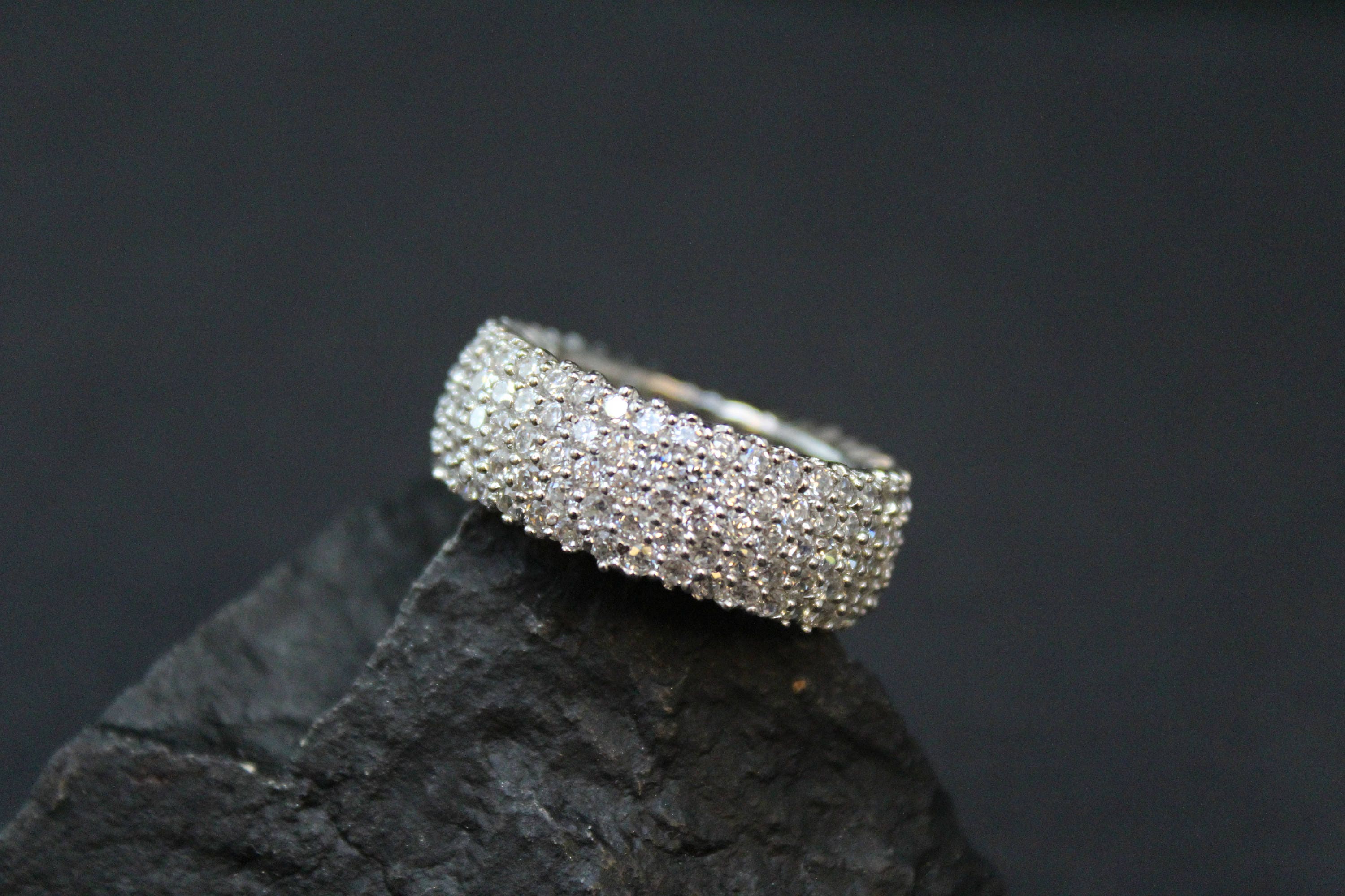 Sterling Silver 5 Row Micro Pave Wide CZ Band Ring, Cubic Zirconia Band ...