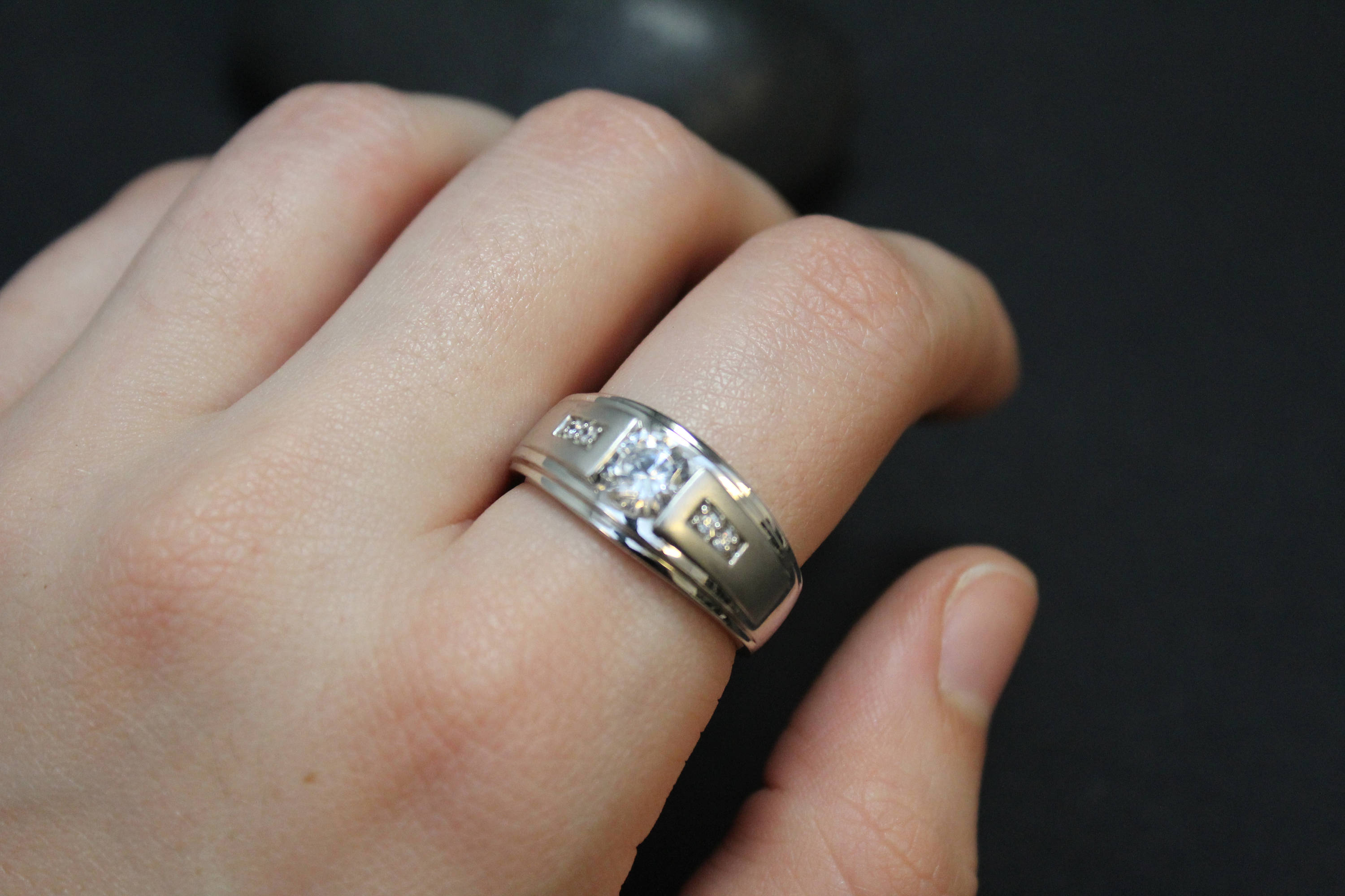 Men's Sterling Silver CZ Wedding Ring, Men's CZ Ring, Men's Cubic ...