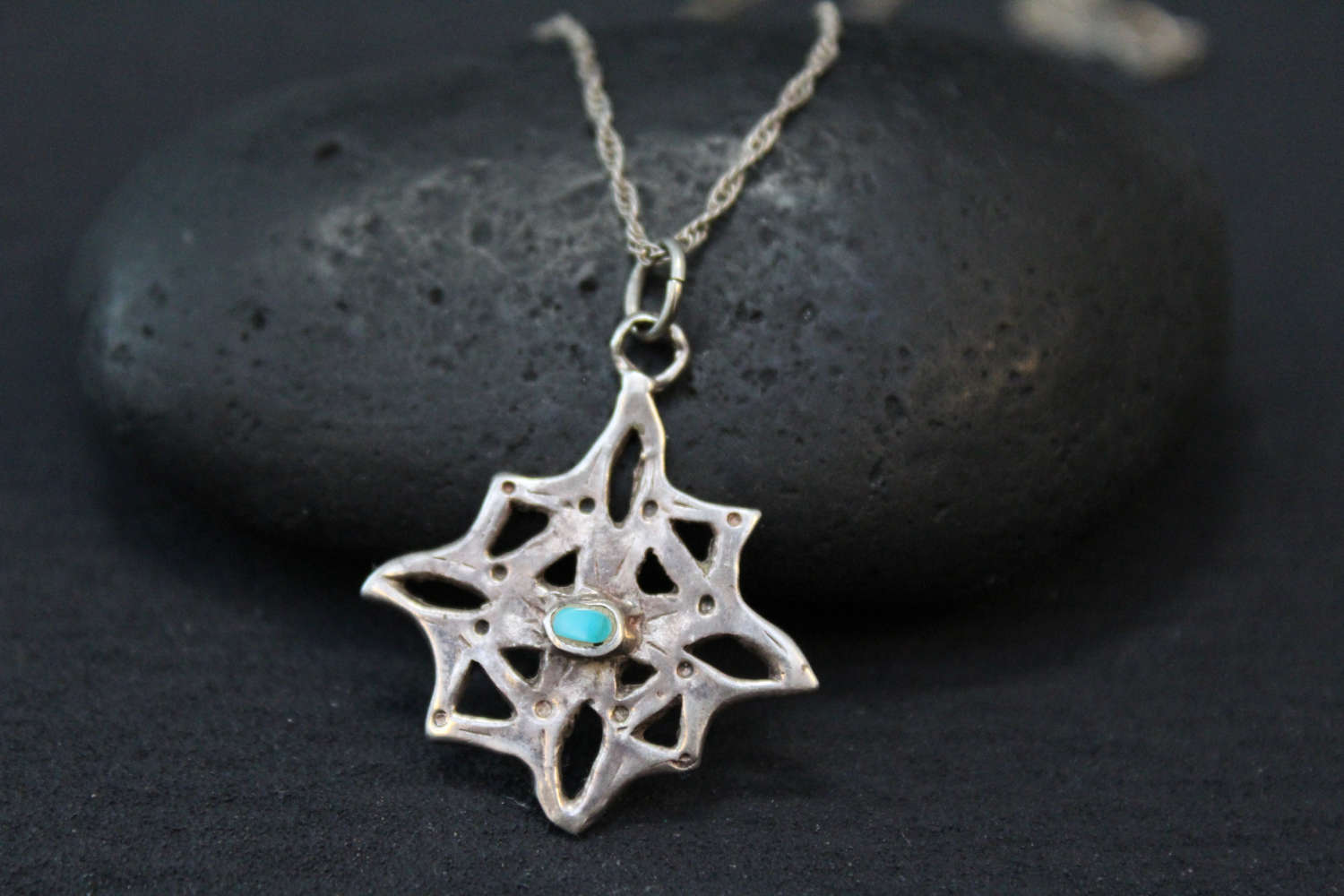 Sterling Turquoise Tribal Necklace, Native American Necklace, Abstract ...