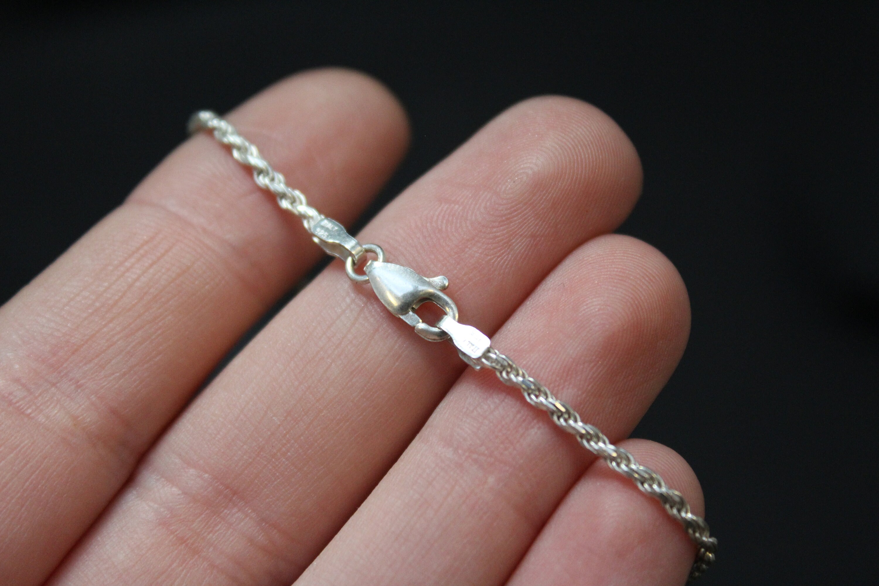 Simple Sterling Silver Rope Bracelet, Sterling Rope Link Bracelet ...