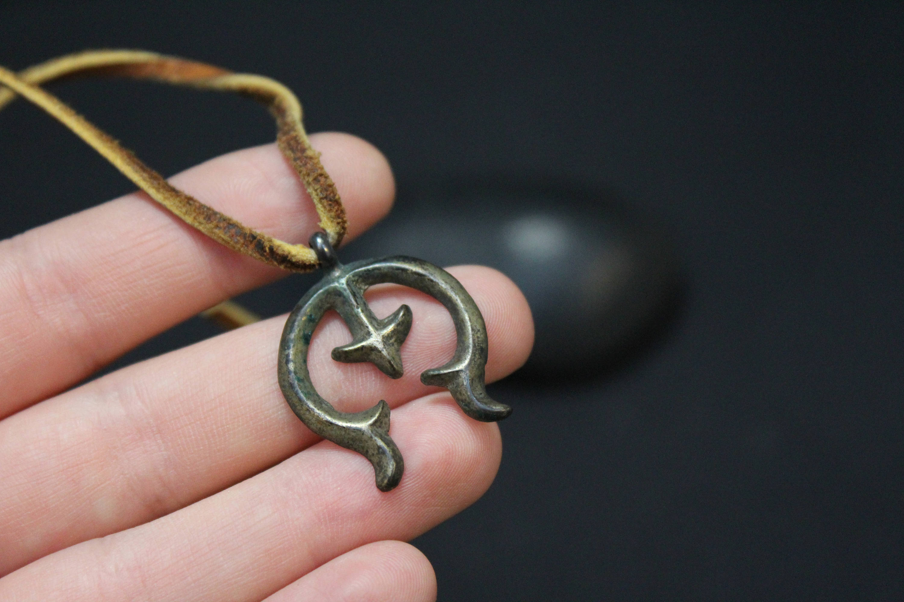 Old Pawn Coin Silver Naja Pendant on Leather Cord, Coin Silver Necklace ...