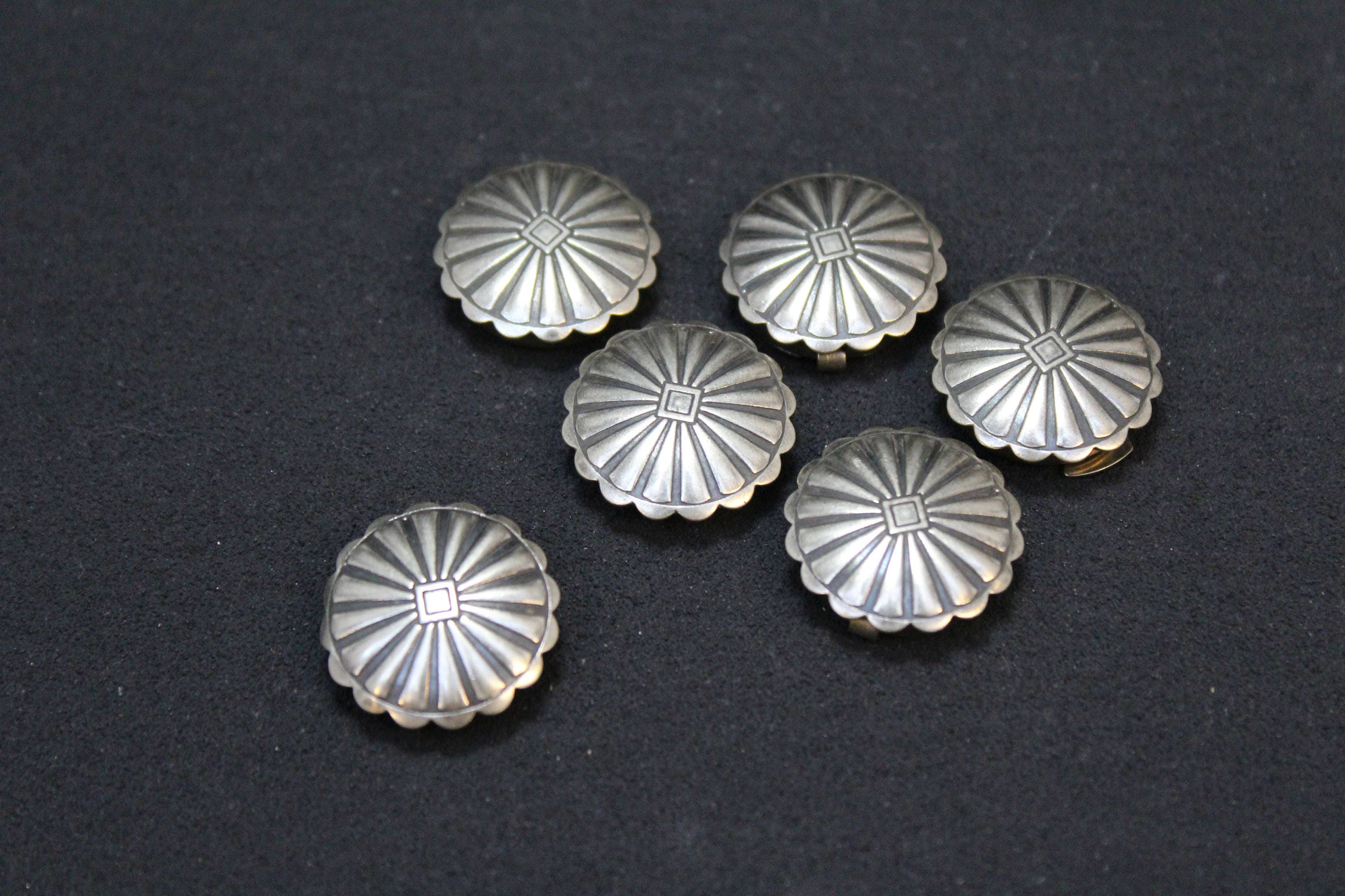 Set of 6 Sterling Silver Native American Concho Button Covers, Navajo ...