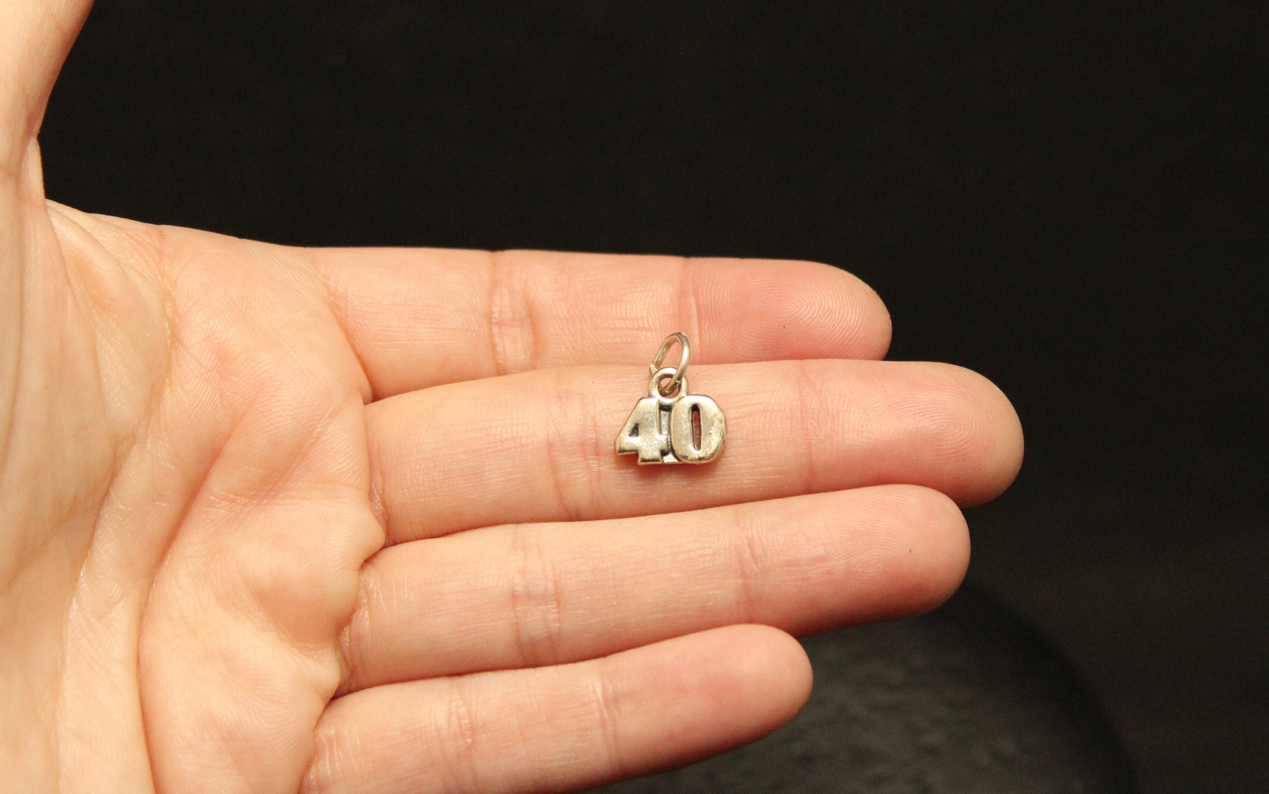 Sterling Silver Number Forty Charm, Solid Silver 40 Charm, Special ...