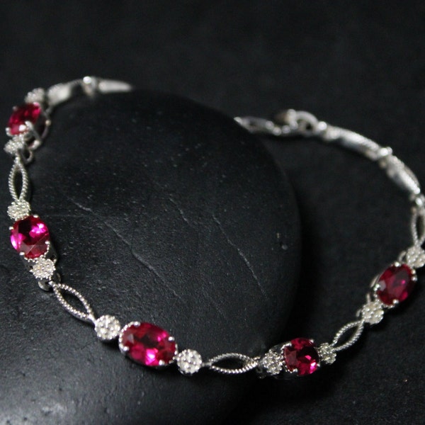 Lab Created Ruby Tennis Bracelet - Etsy