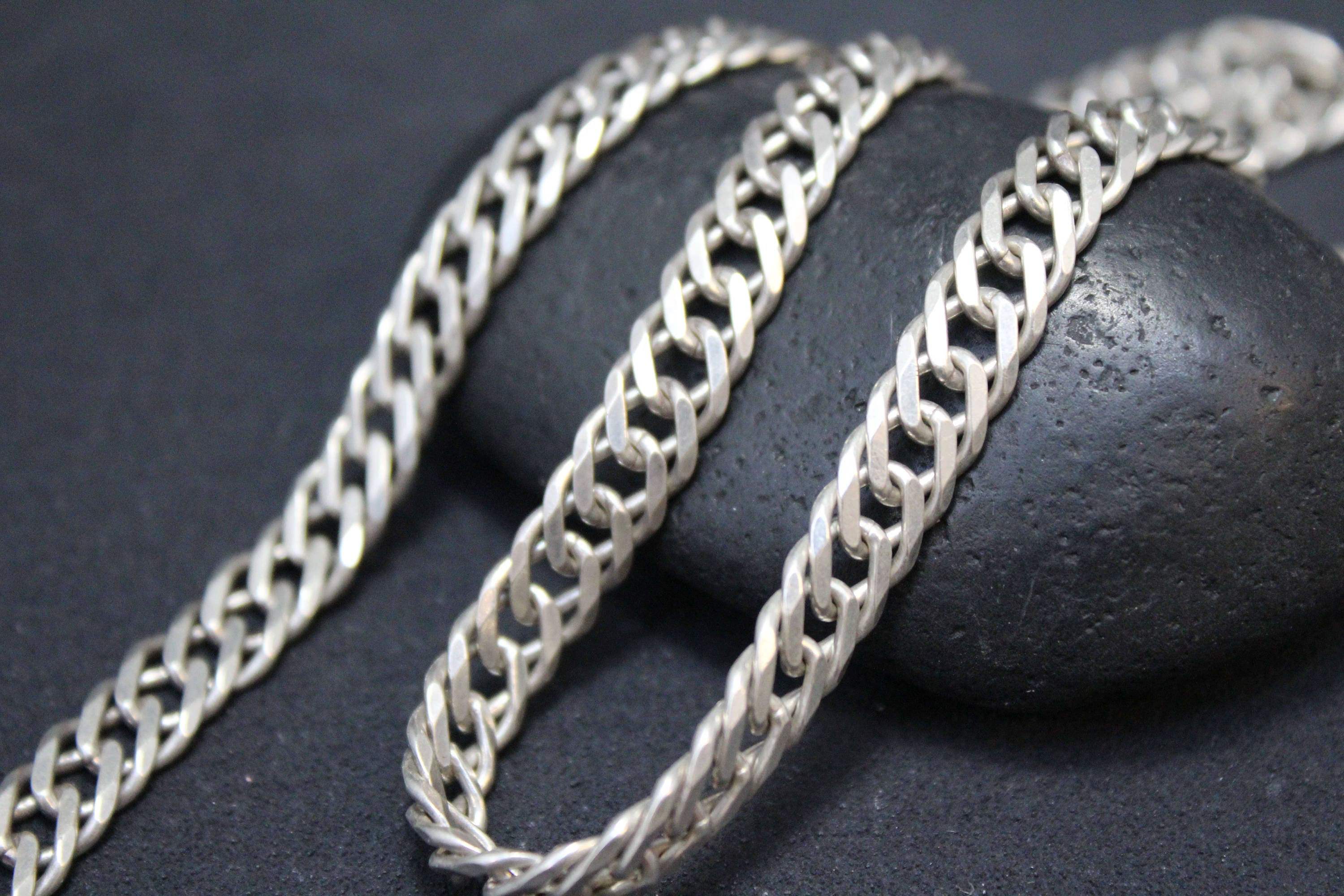 Heavy Sterling Silver Italian Double Curb Link Chain, Heavy Sterling ...