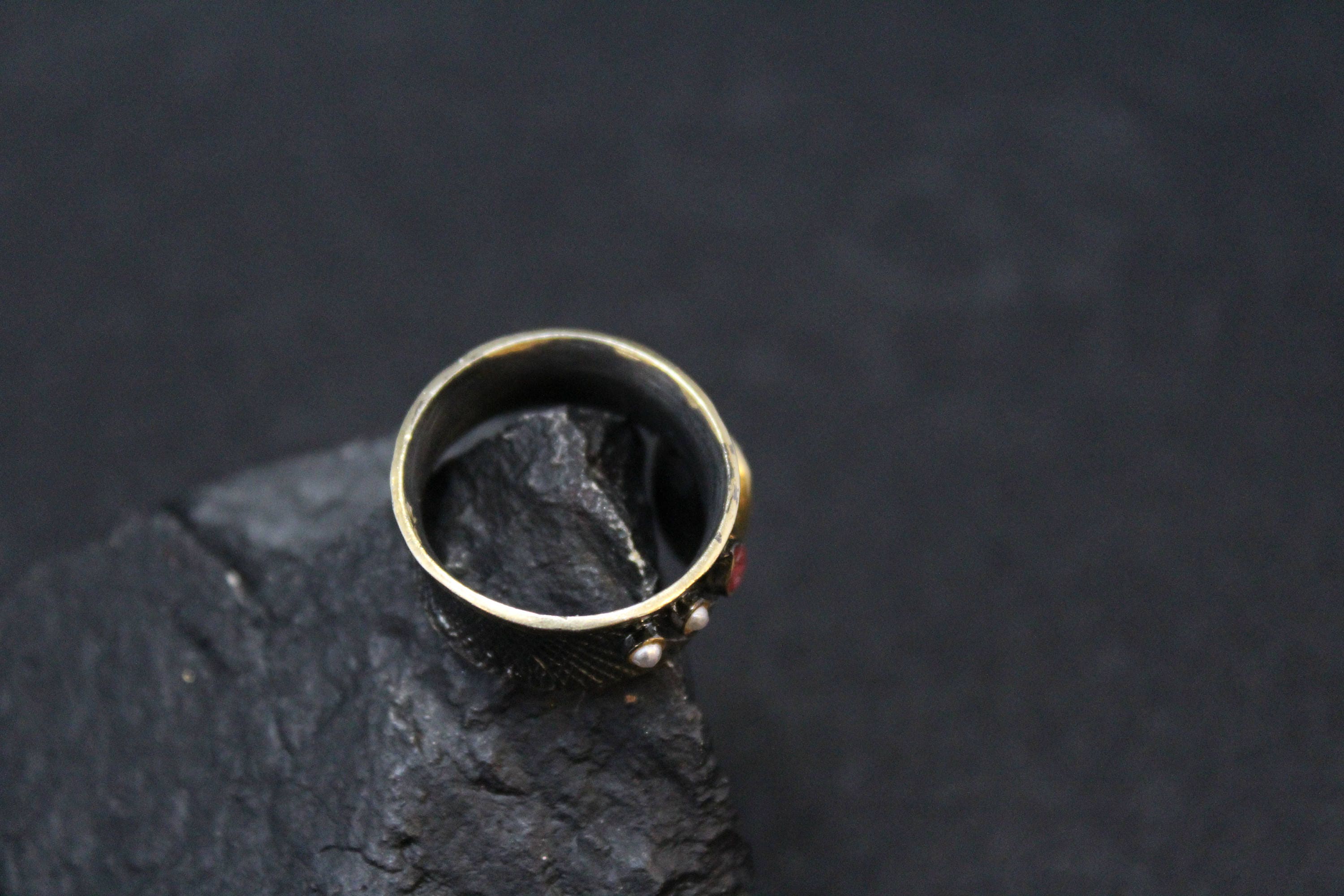 Oxidized Sterling Silver and Gold Turquoise Artisan Designer Ring ...