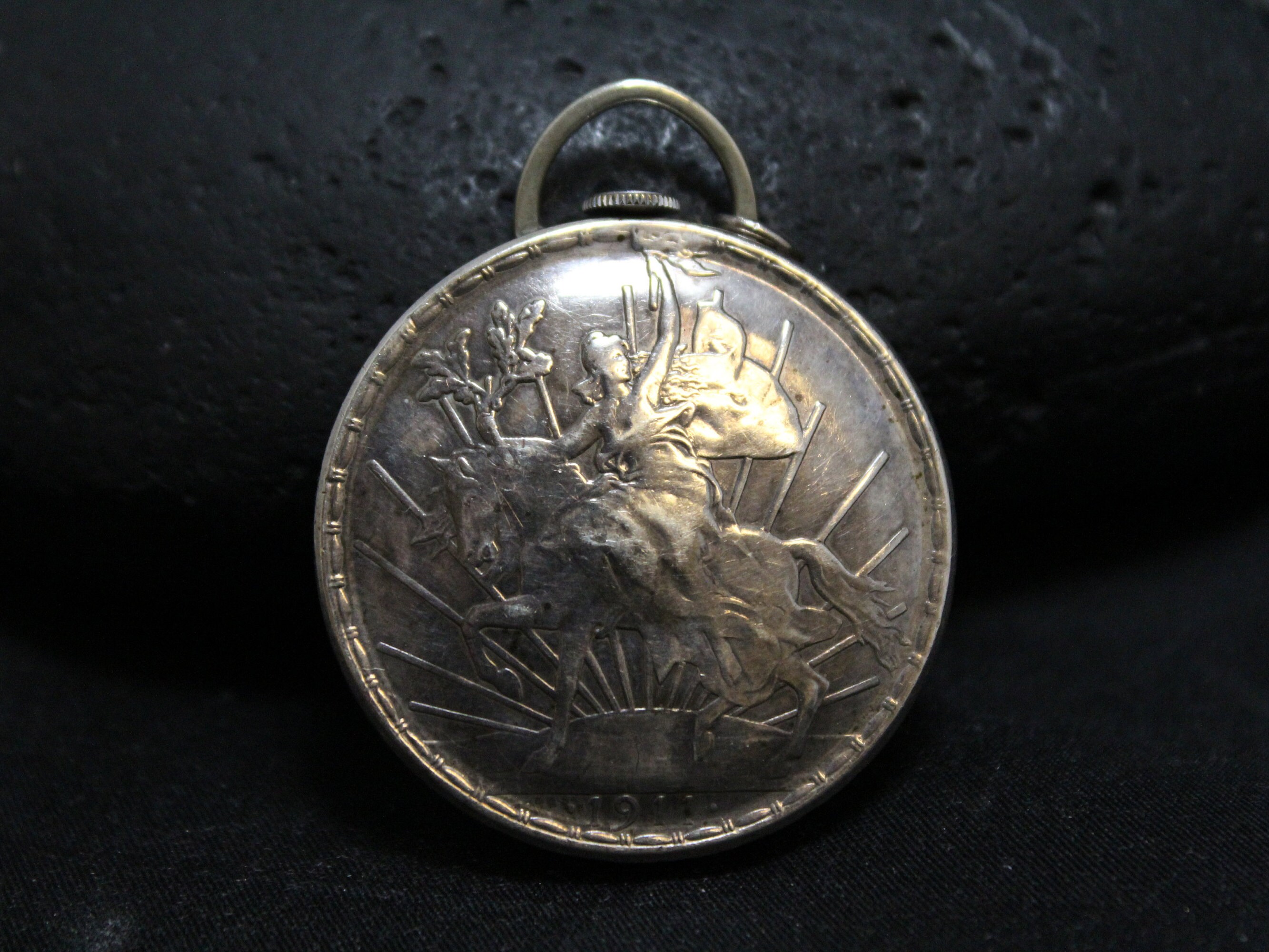 Antique Pocket Watch made out of Silver Mexican Caballito Pesos ...