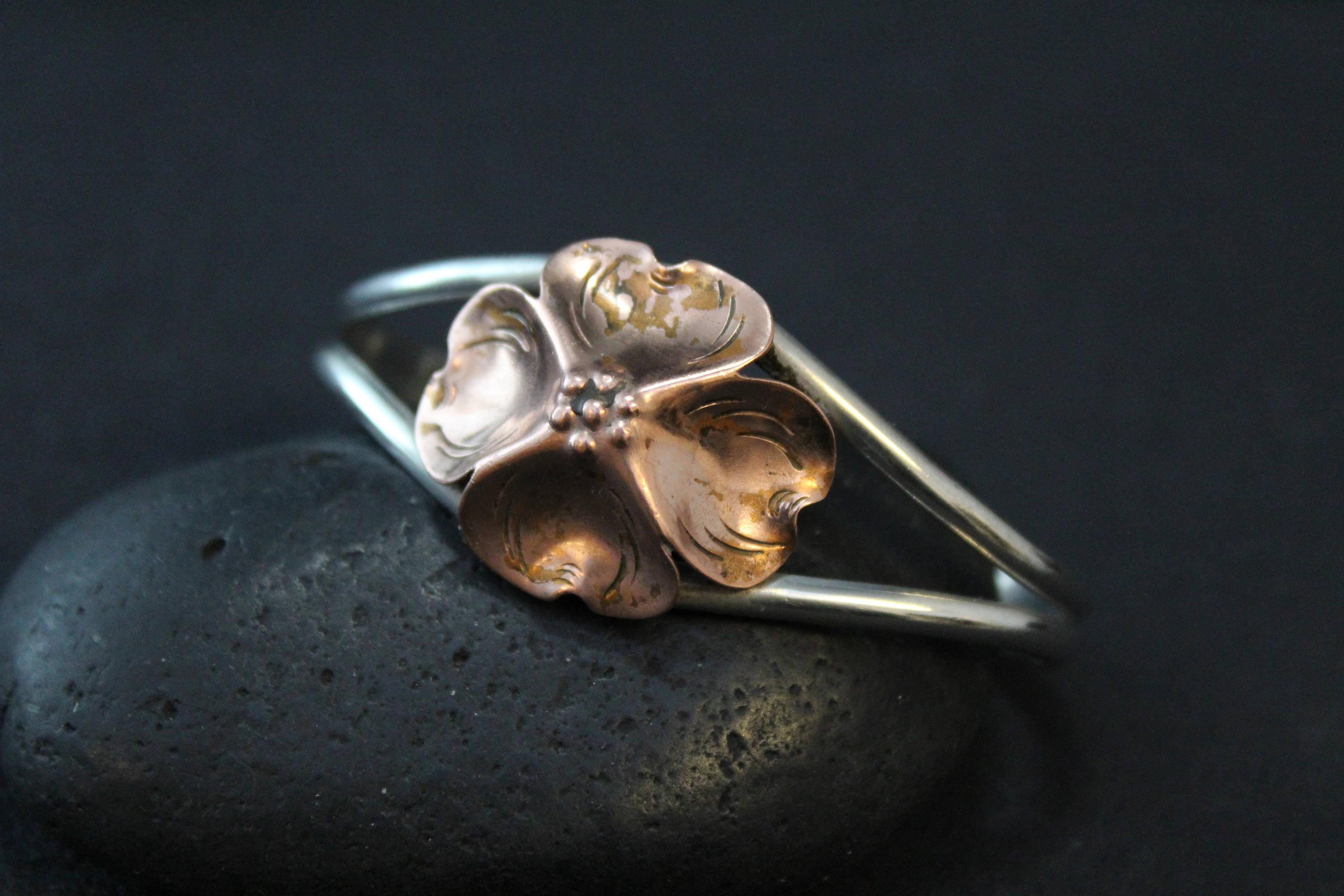Sterling Silver and Copper Stuart Nye Dogwood Cuff Bracelet, Flower ...