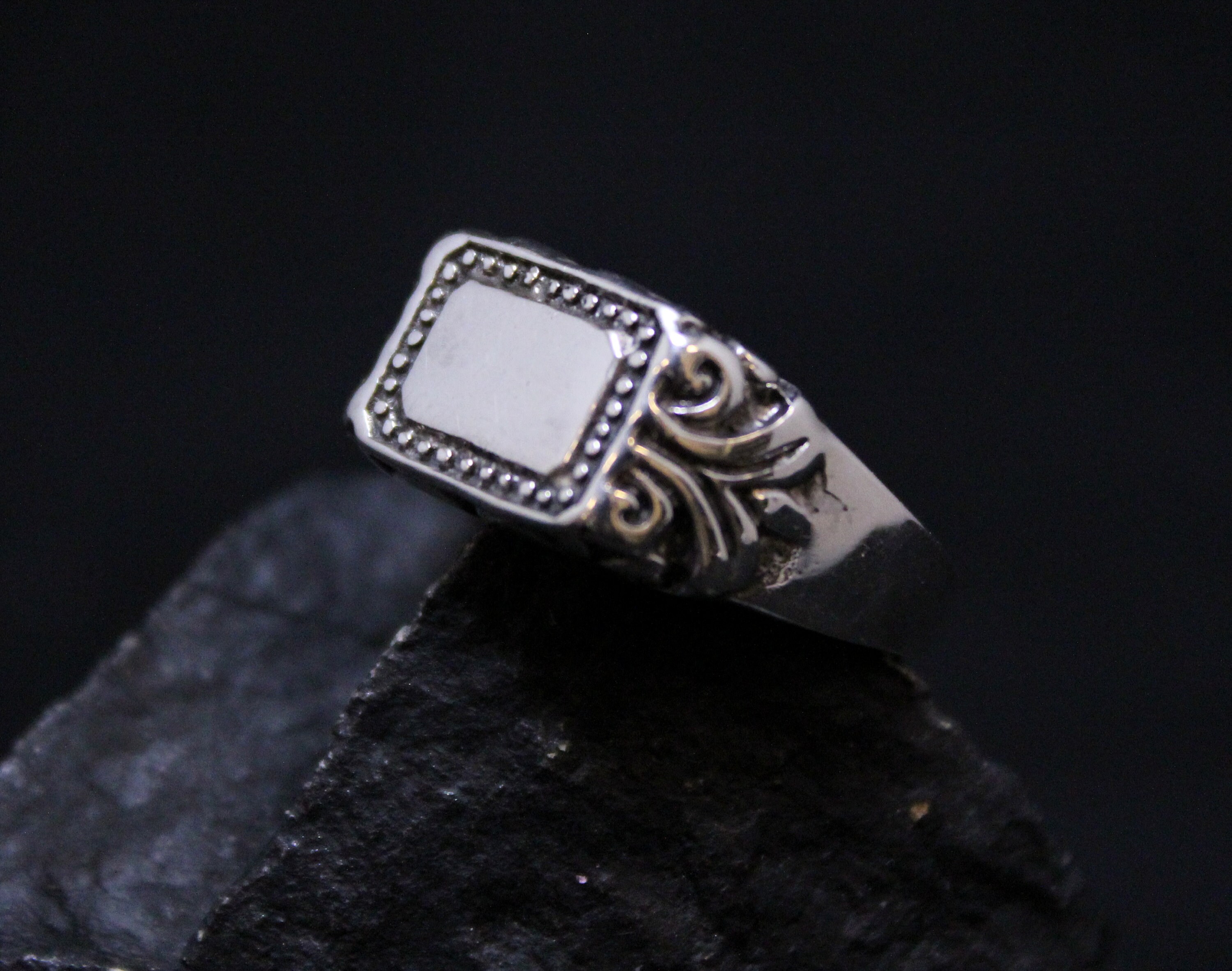 Sterling Silver Filigree Monogram Signet Ring, Vintage Silver Monogram ...