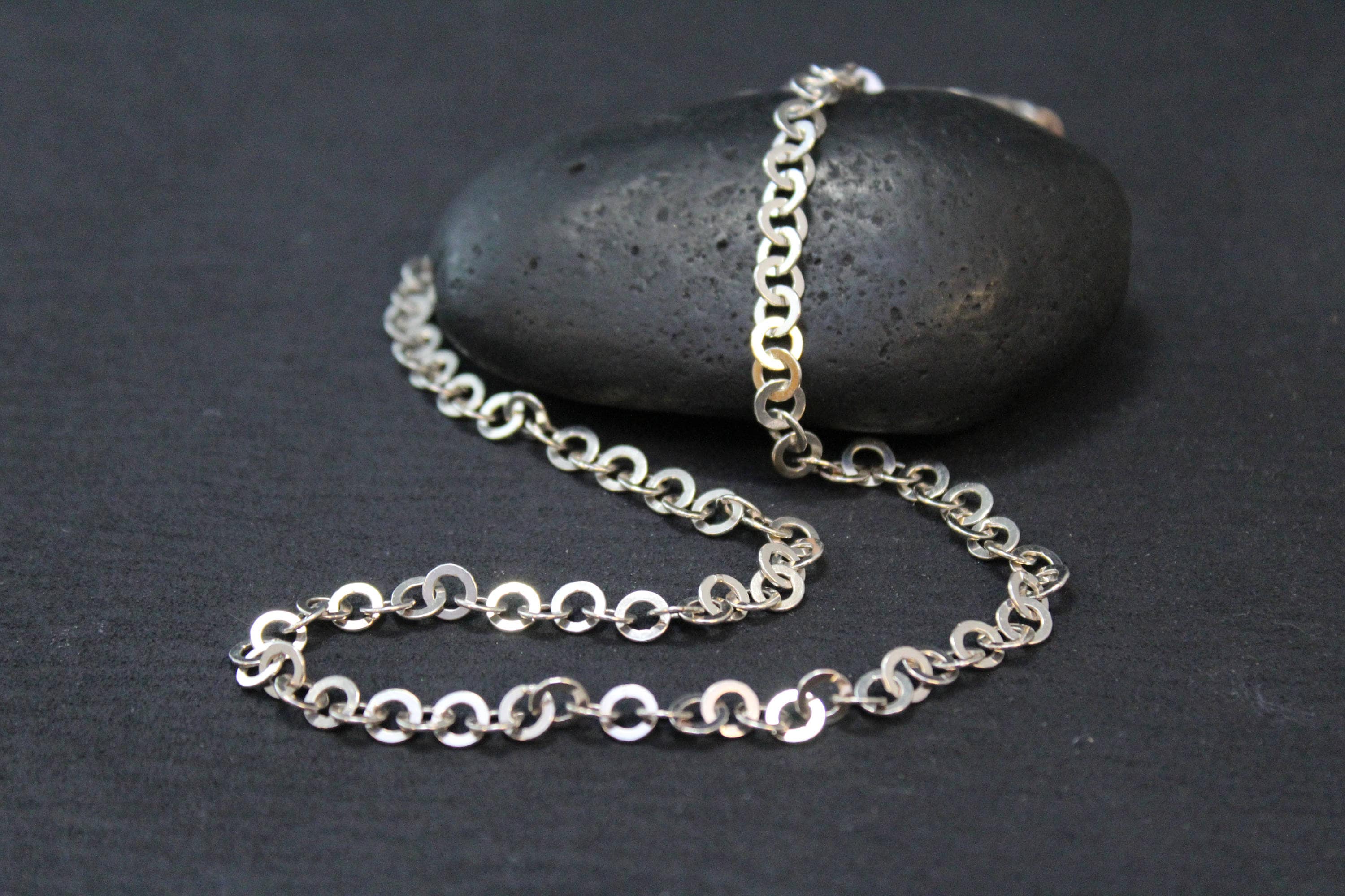 Silver Disk Chain, Modern Silver Chain, Silver Tinsel Chain, Unique ...