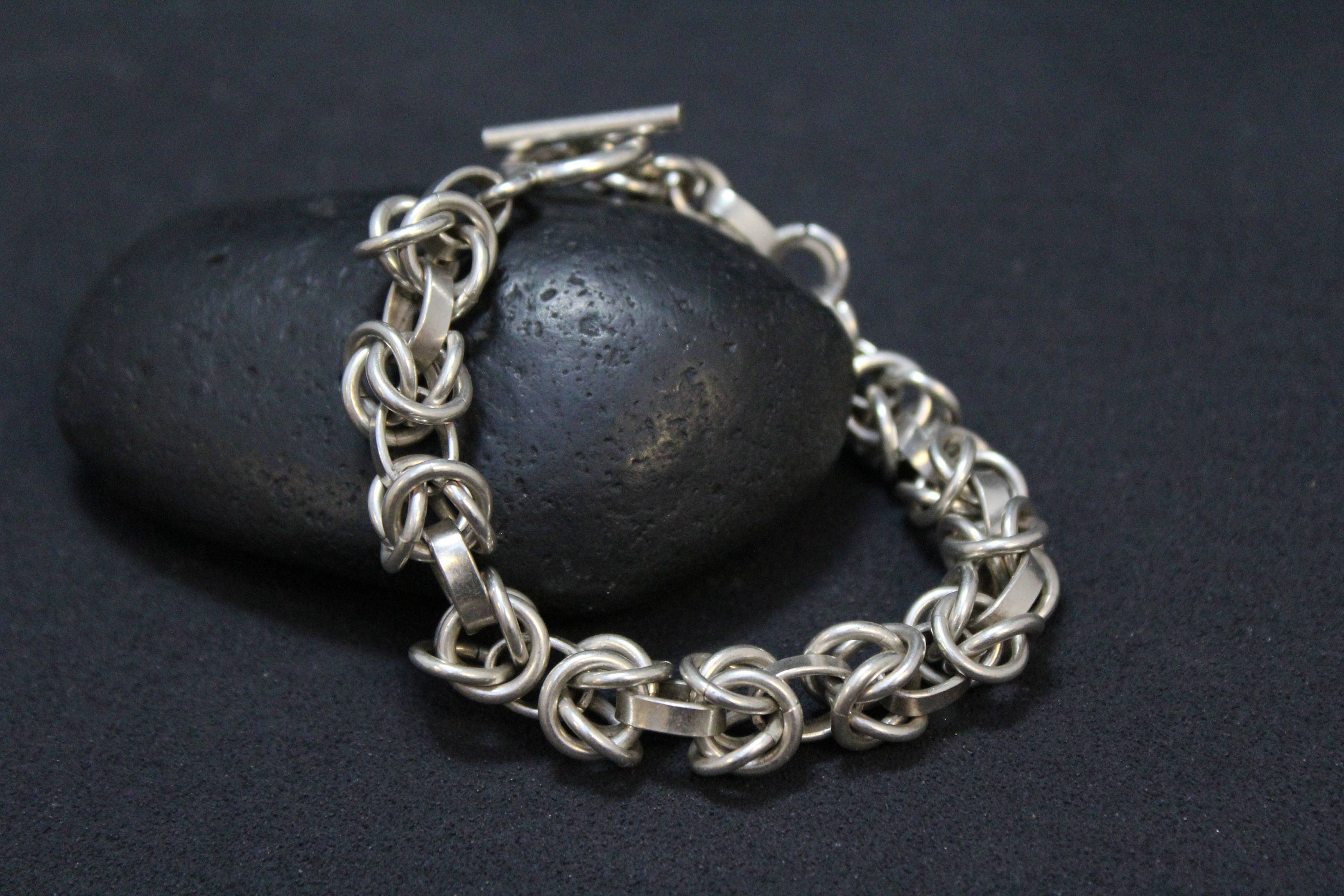 Unique Sterling Silver Heavy Link Bracelet, Sterling Silver Link ...