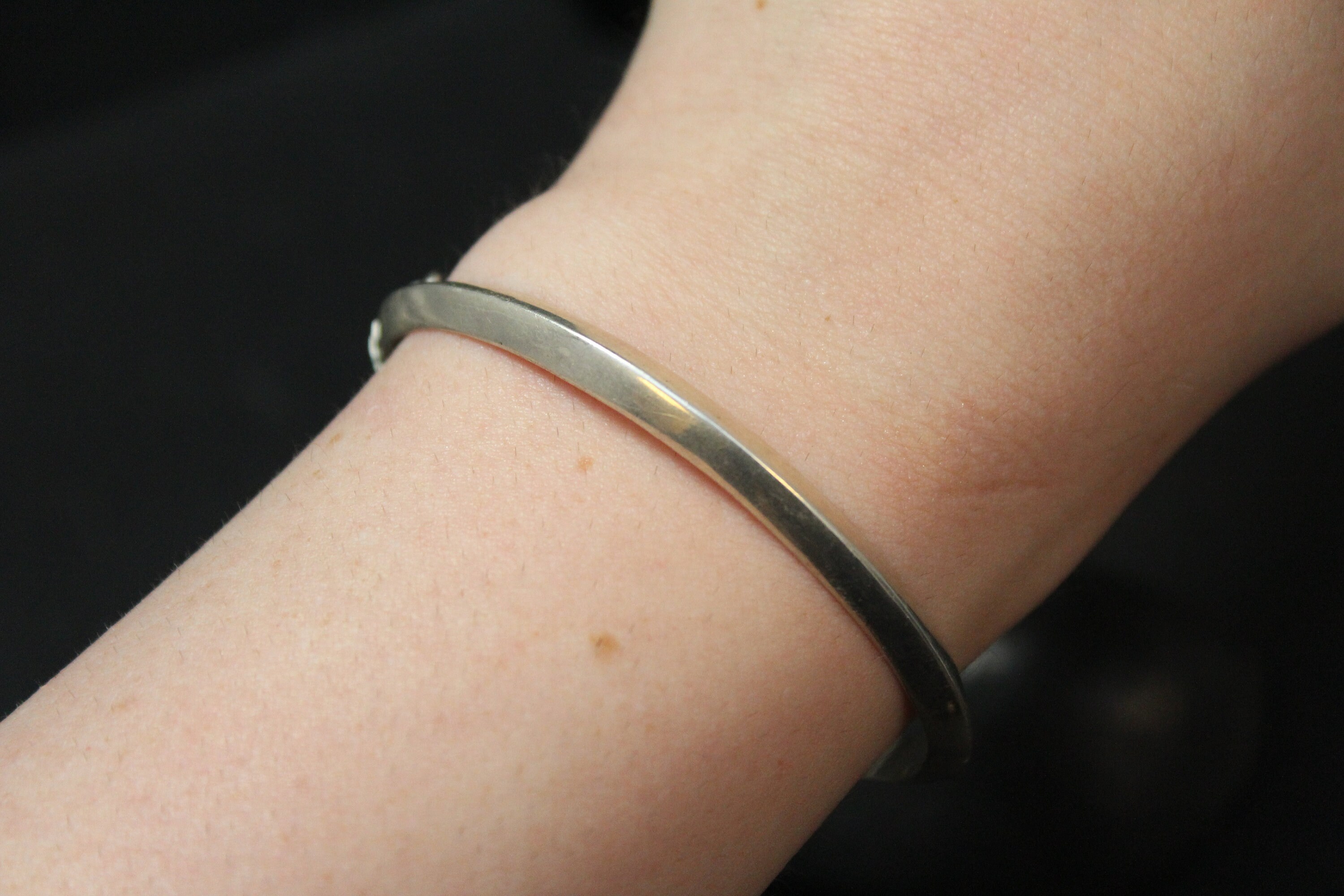 Simple Sterling Silver Hinged Bangle Bracelet, Minimalist Silver ...