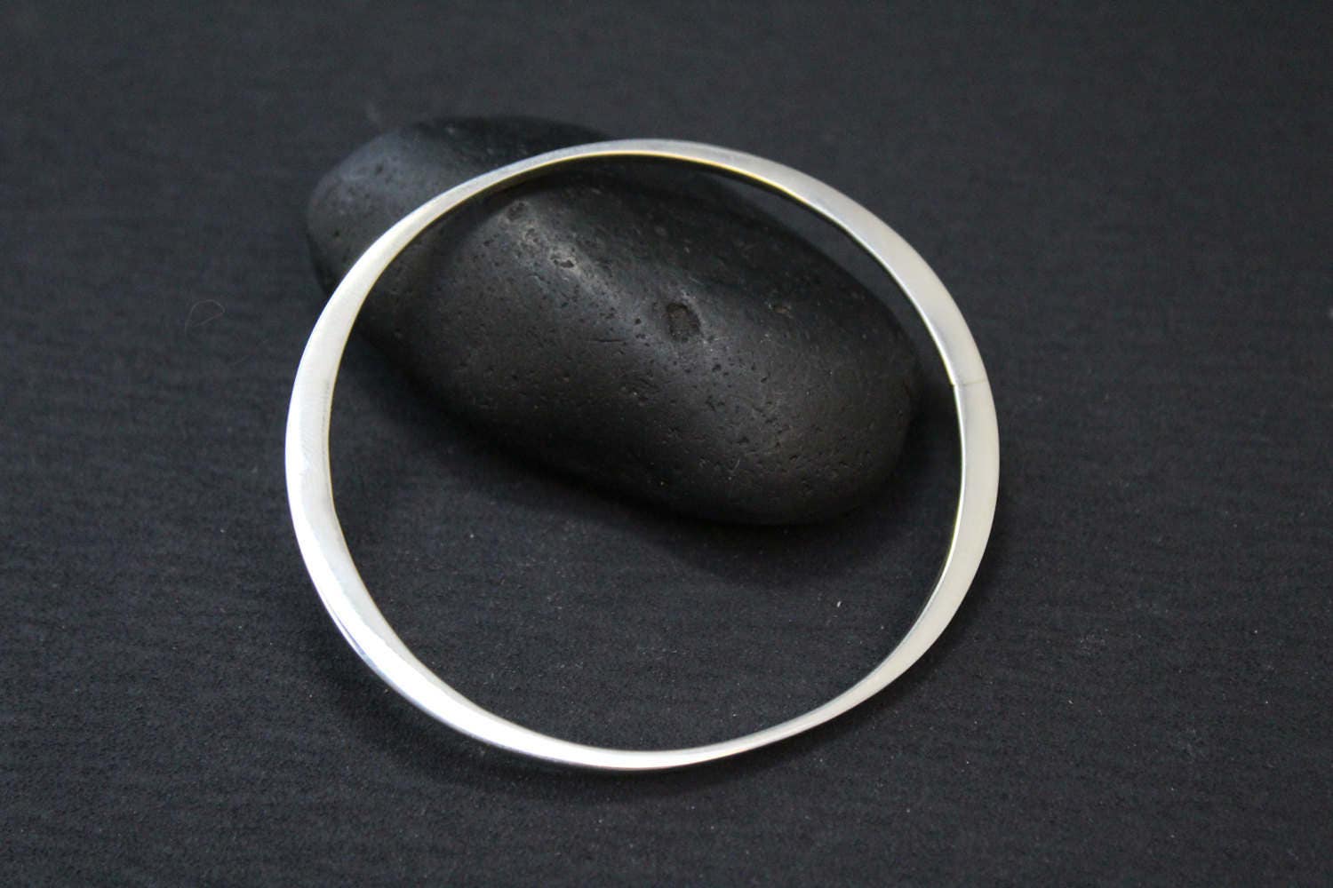 Sterling Flattened Bangle Bracelet, Minimalist Design, Modernist ...