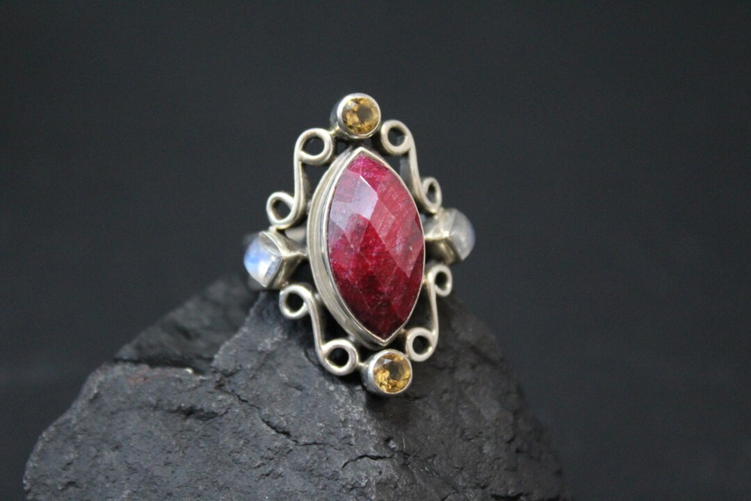 Sterling Silver Designer NICKY BUTLER Corundum Boho Ring With Citrine ...