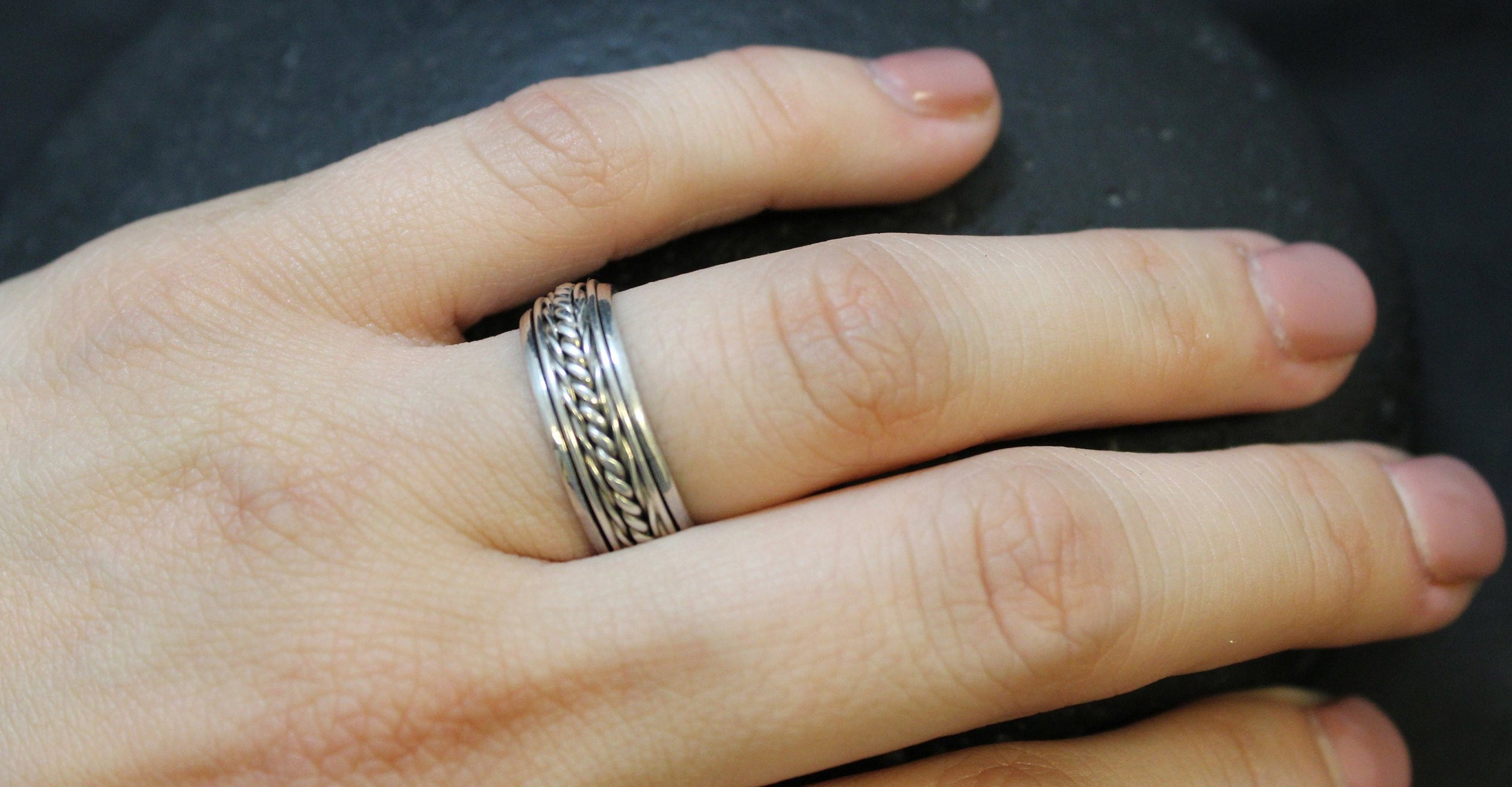 Sterling Silver Tribal Spinner Ring, Sterling Silver Rope Design Spin ...
