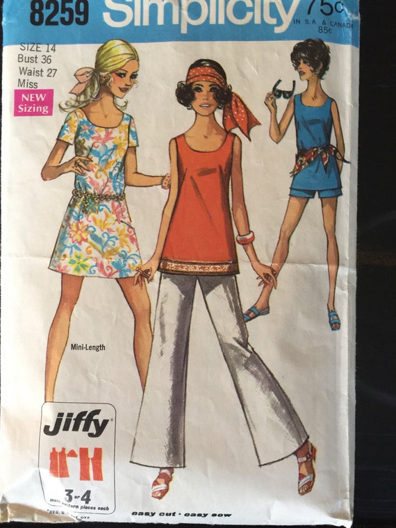 Simplicity 8259 ©1969 Simple-to-sew Misses' Petites & | Etsy