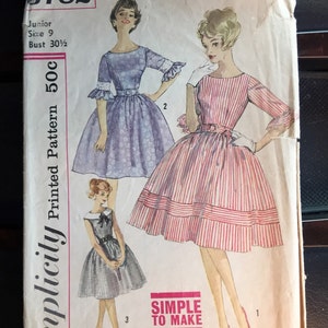 Simplicity Pattern 3782 Vintage Teens Simple to Make Dress- Full Skirt ...