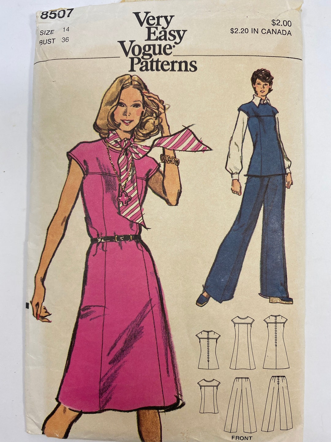 Very Easy Vogue Patterns, 8507, Uncut Dress, Tunic & Pants; Size 14 ...