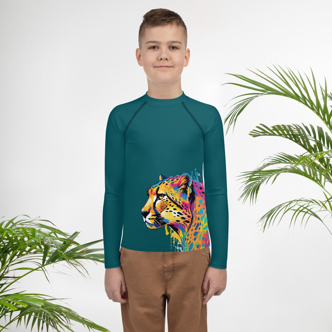 Youth Rash Guard | Kids' Cheetah Print Rashguard - UV Protection ...