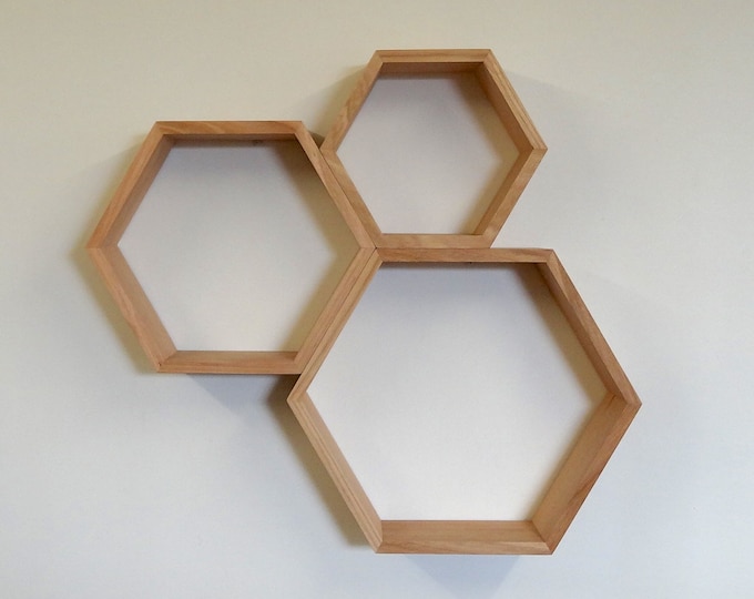 Hexagon Wooden Shelf Set // Tasmanian Oak - Etsy