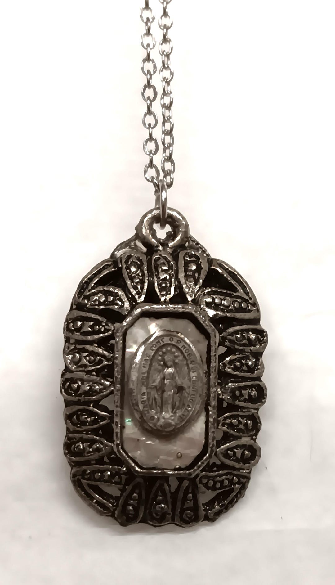 Dainty Vintage Filigreed Rim Faux Marcasite Mother of Pearl Abalone ...