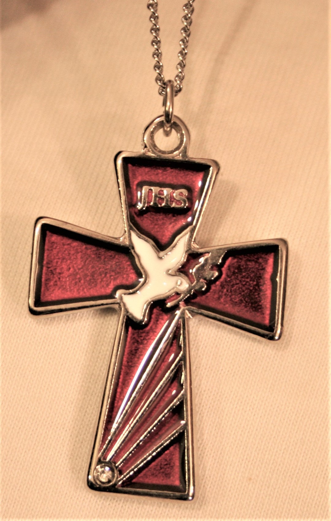 Shiny Bright Red Finished Rising Dove of Peace Holding an Olive Branch ...