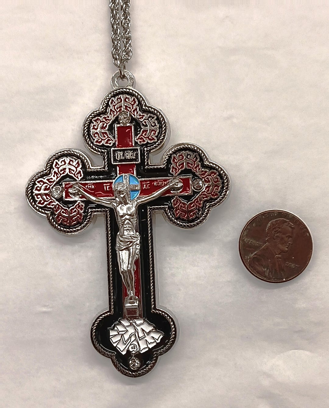 Stunning Heavy Club Armed Black and Red Enameled Orthodox Crucifix ...