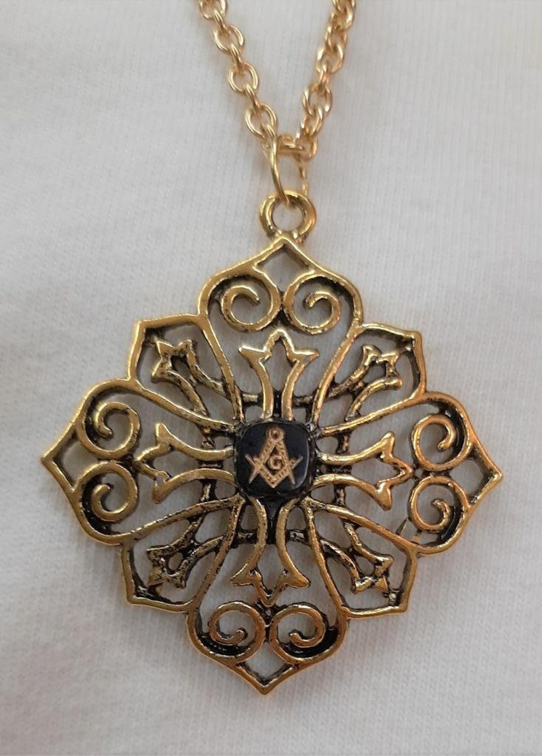 Handsome Black & Gold Masonic Masons Insignia Filigree Openwork ...