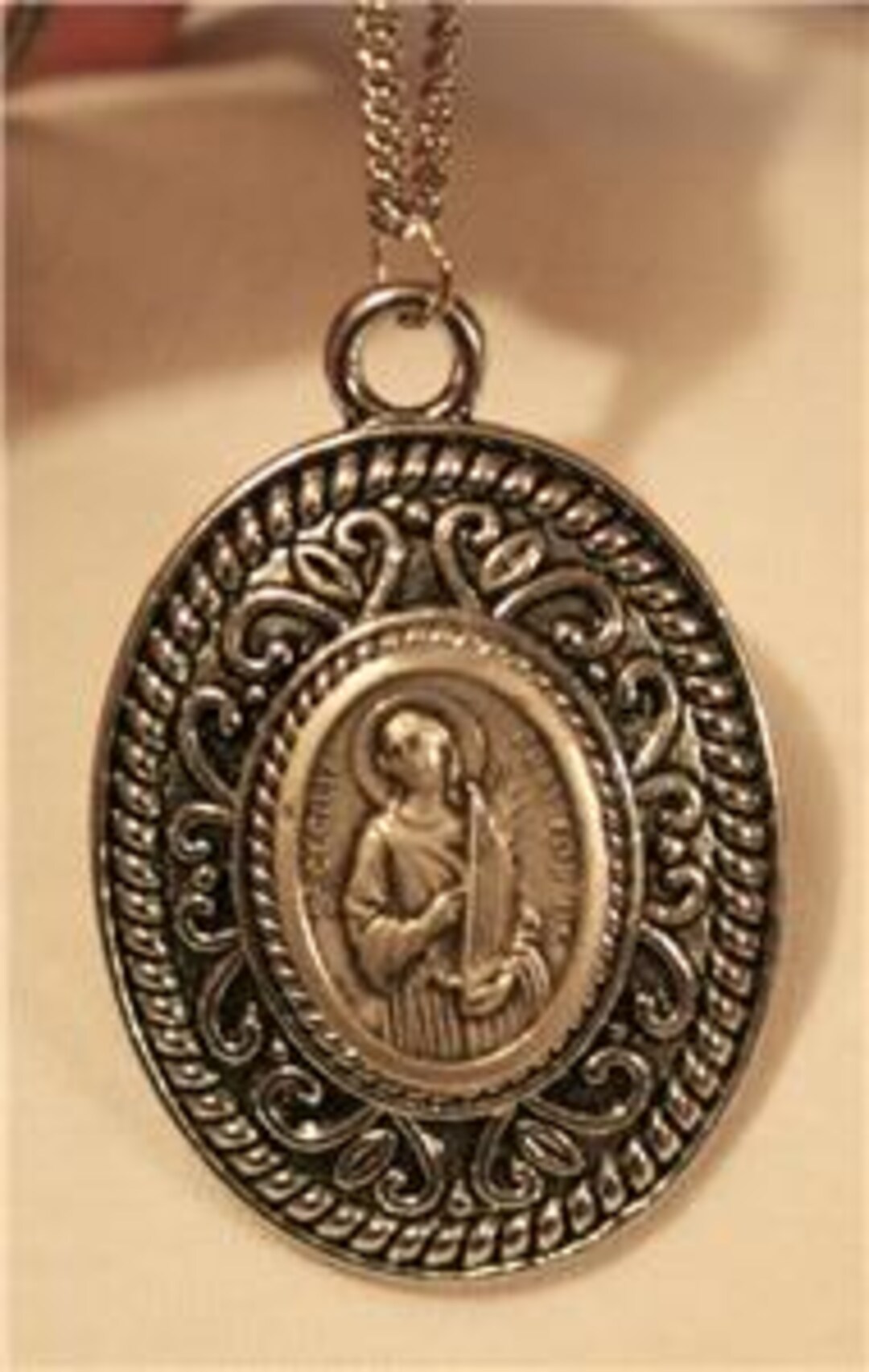 Vintage Swirl Rimmed Etch Detailed St. Cecilia Patron of Musicians ...