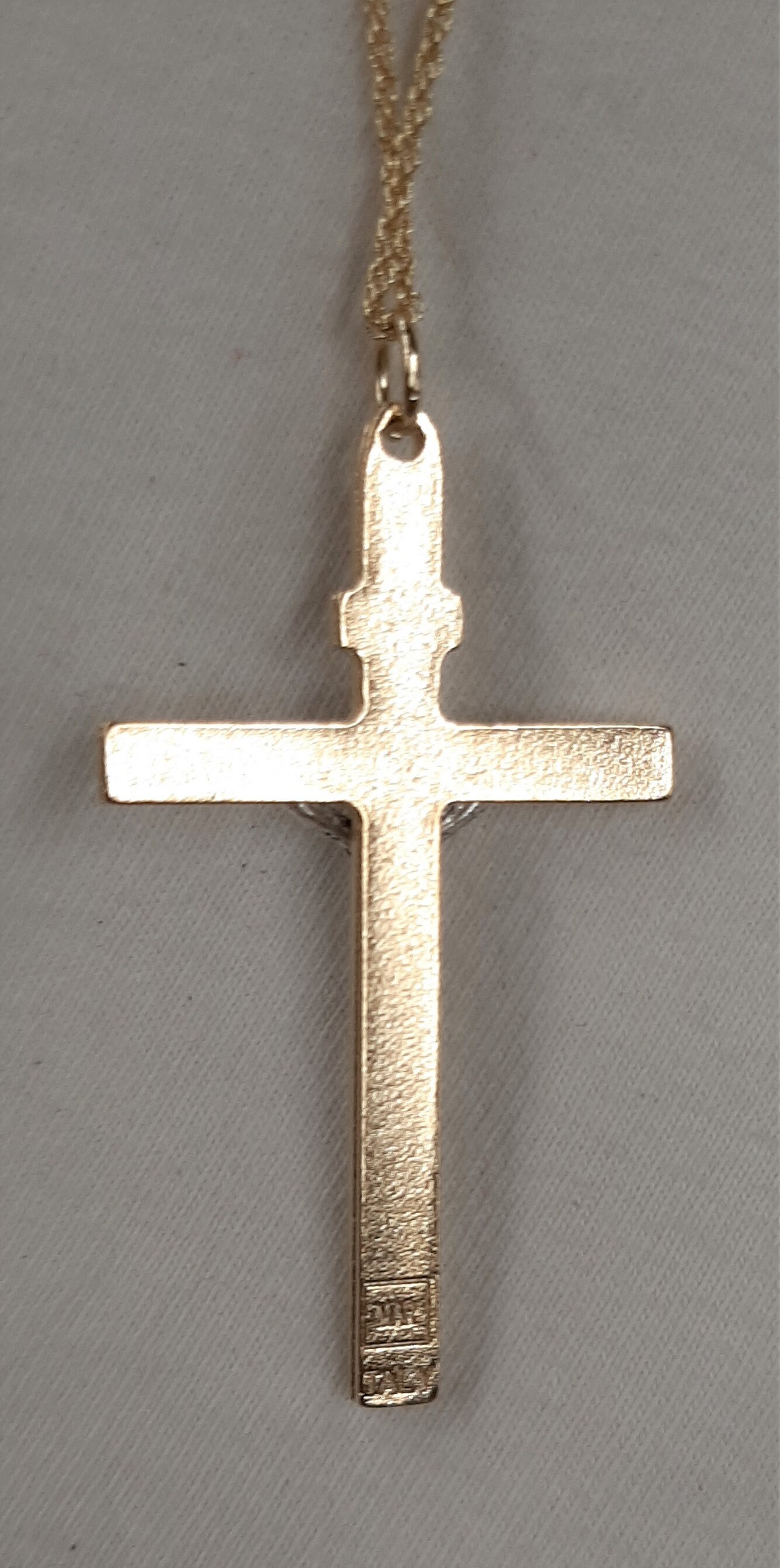 Handsome Slender Shiny Red Finished Ridged Goldtone Crucifix Cross ...