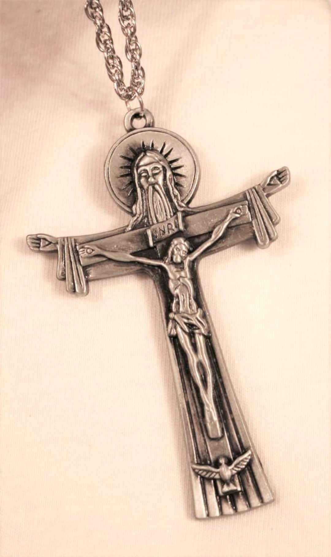 Handsome Holy Trinity Father Son Holy Spirit Dark Silvertone Crucifix ...