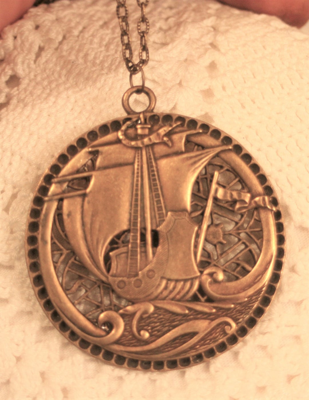 Large Bronzetone Brasstone Sailing Ship Boat Galleon Pirate Ship on the ...