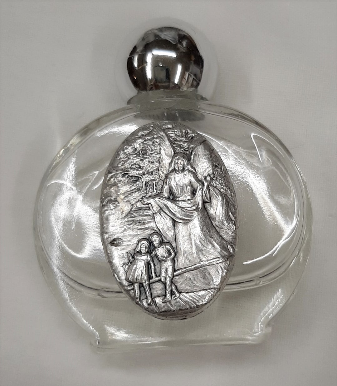 Lovely Glass Slope-shaped Clear Guardian Angel Screwtop Holy Water ...