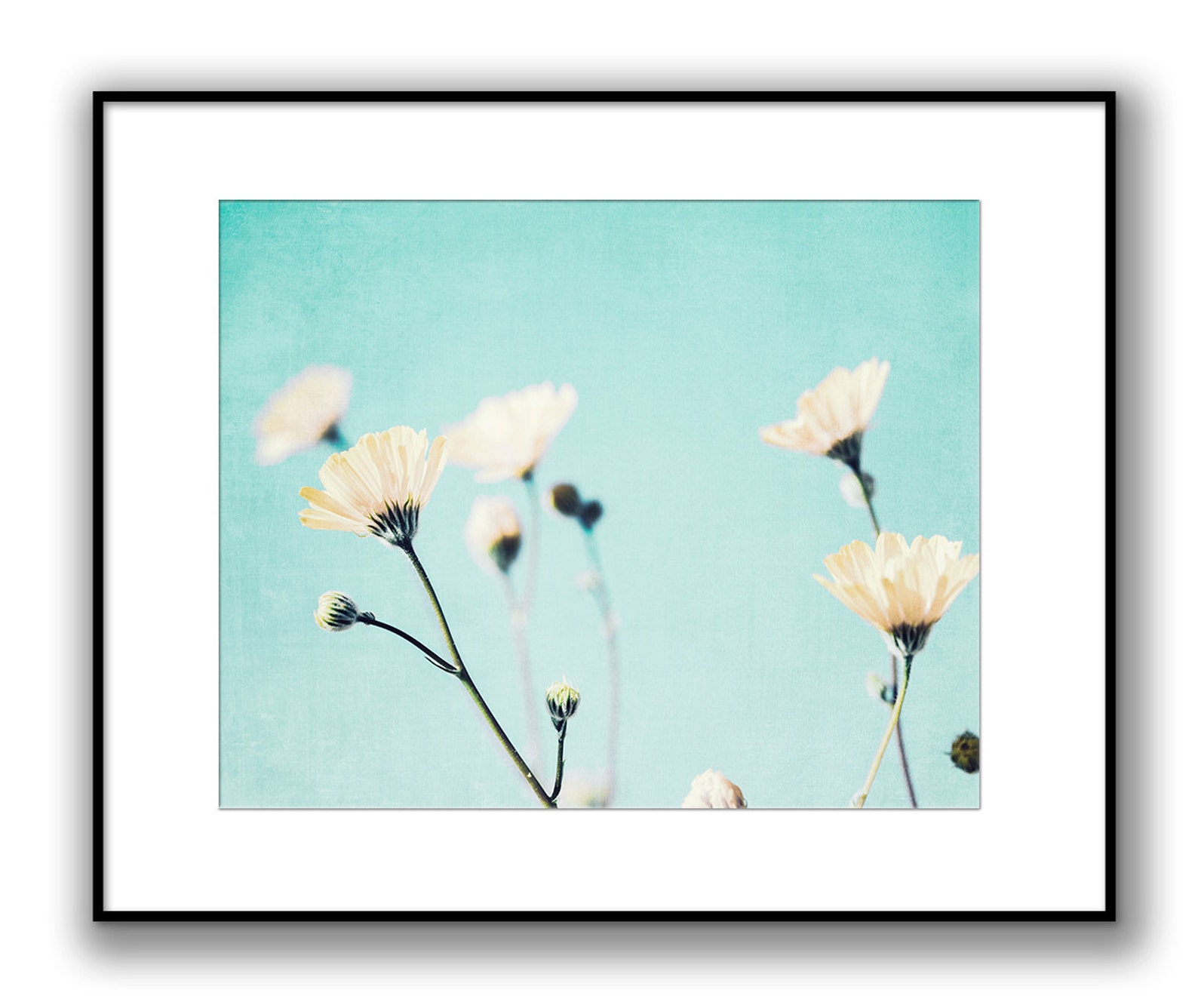 Bright Aqua Wall Decor Colorful Wall Art Spring Flowers - Etsy
