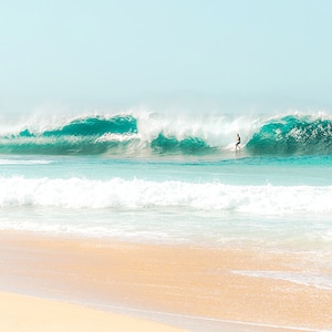 Bright Aqua Beach Decor, Aqua Waves, Surf Photography, Tropical Print ...