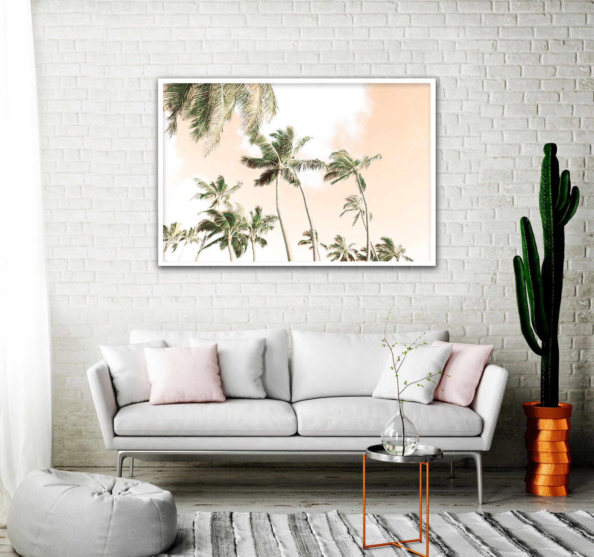 Tropical Wall Art Hawaiian Print Peach Wall Decor Large | Etsy