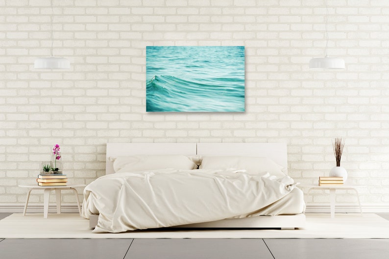 Water Canvas Print, Large Beach Canvas Art, Teal Wall Decor, Wave ...
