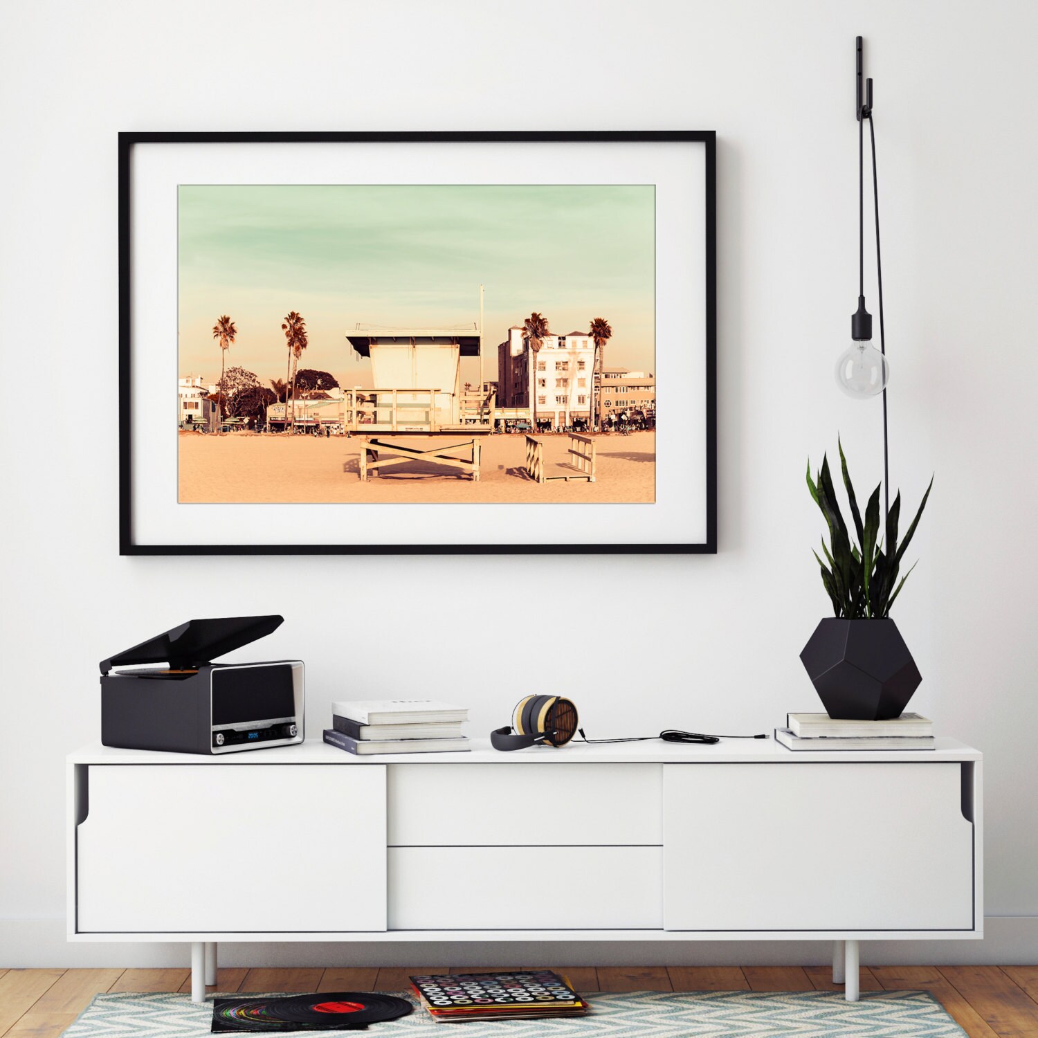 Venice Beach Sunset Print California Wall Art Lifeguard | Etsy