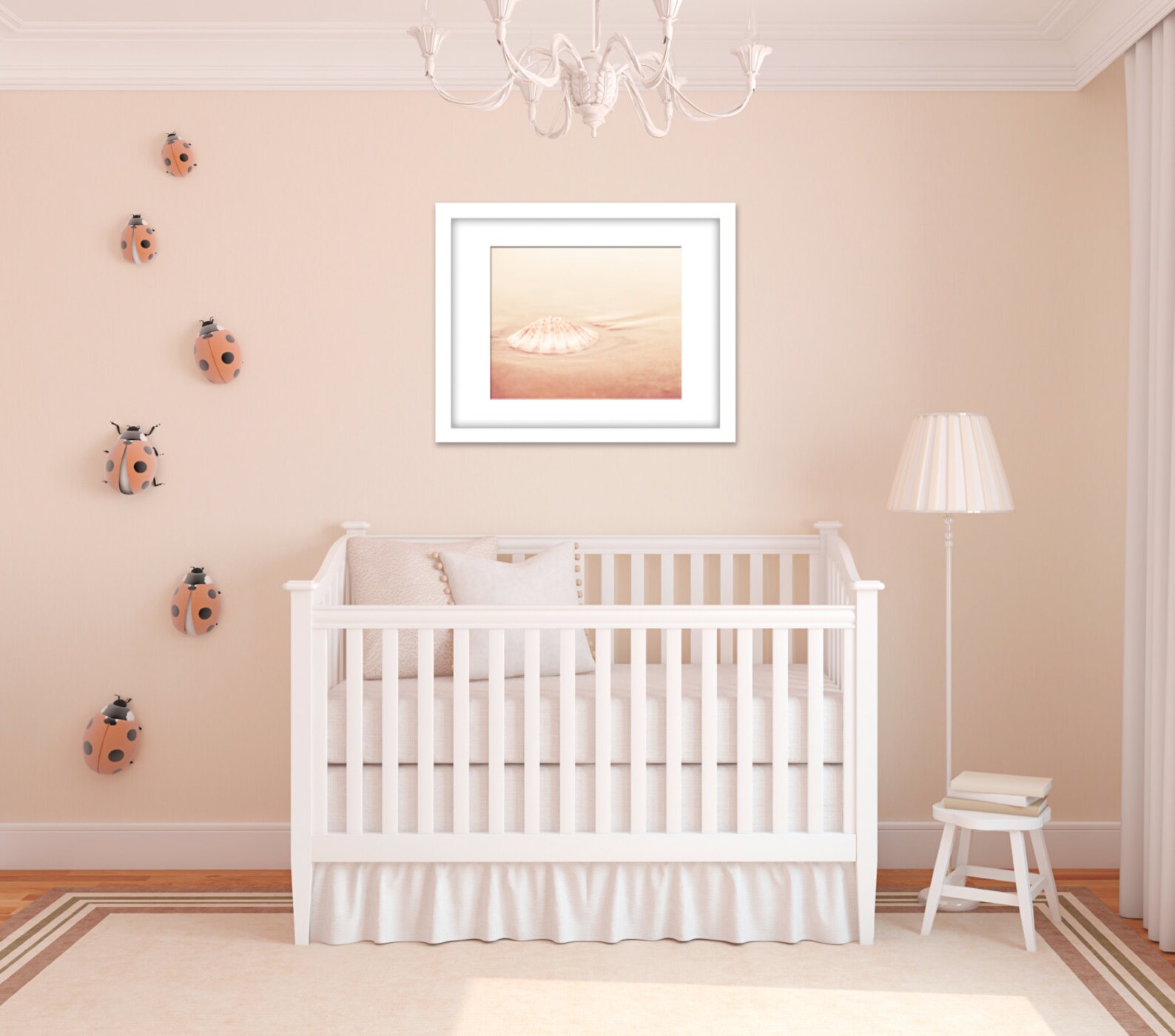 Peach Wall Decor, Pastel Beach Art, Peach Bathroom Wall Art, Beach ...