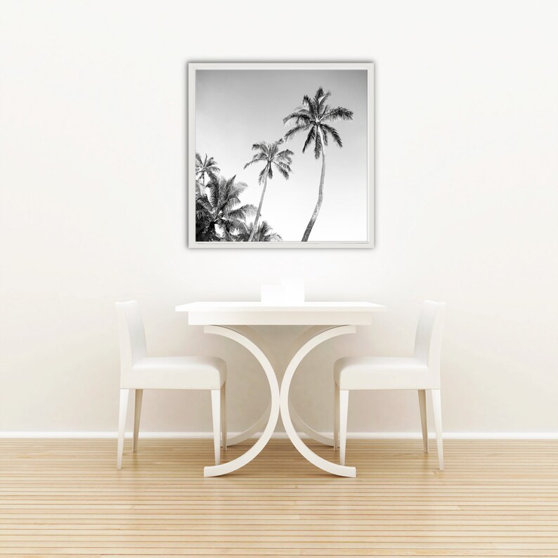 Black and White Square Print Large Square Wall Art Palm - Etsy
