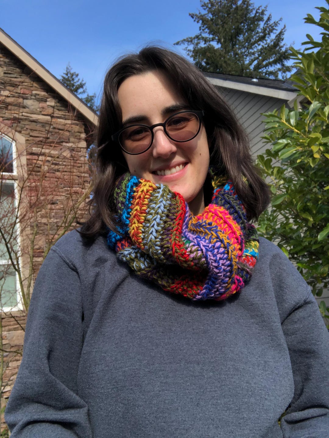 Jewel-tone Scrappy Crochet Cowl - Etsy