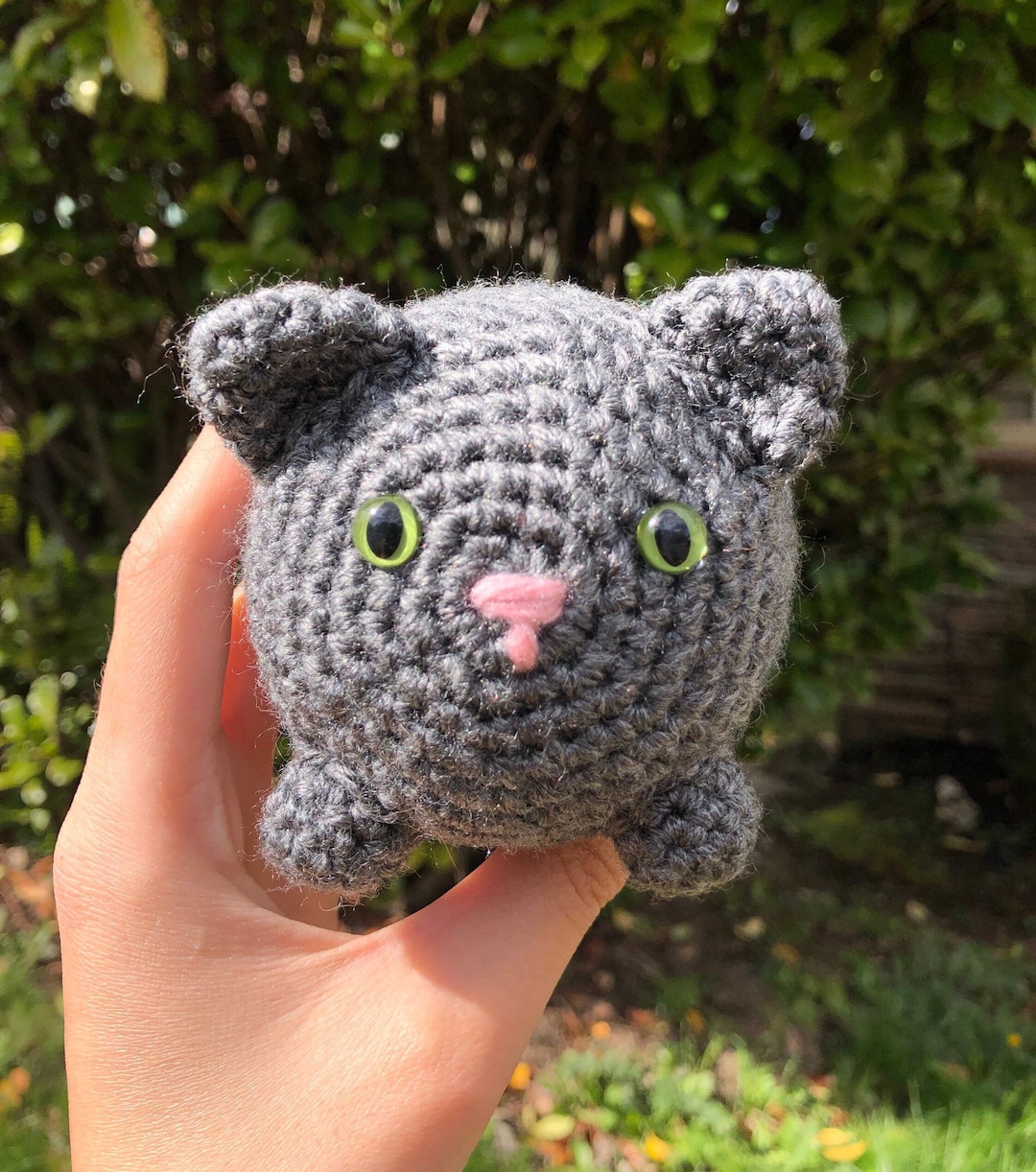 Orb Cat / Crochet / Round / Handmade / Cute / Kawaii / Cat Eyes / Gray ...