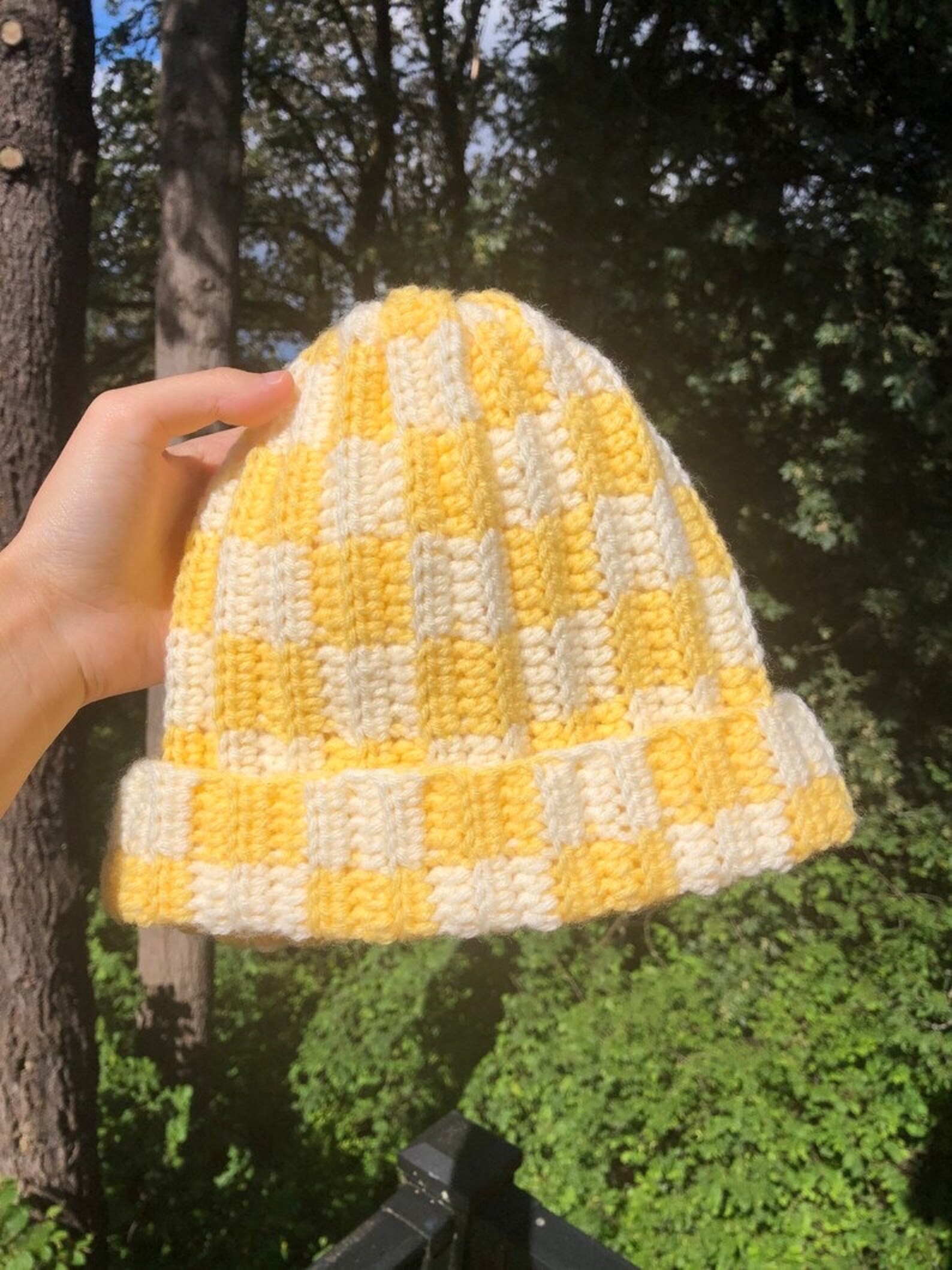 Checkered Beanie, Crochet, Handmade, Hat, Skater, Emo, Checkerboard ...