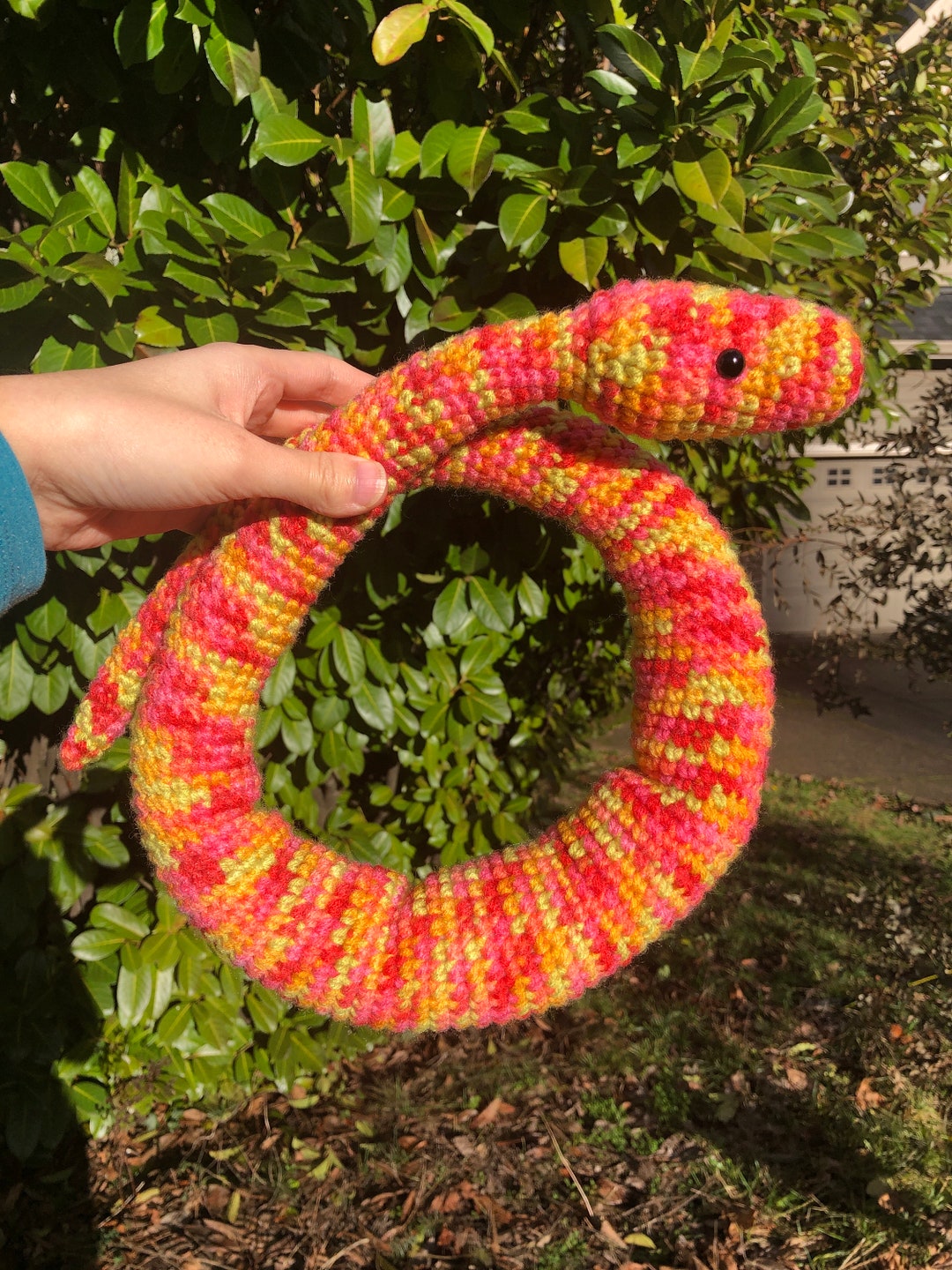 Crochet Snake, Variegated, Rainbow, Multicolor, Orange, Yellow, Cute, Long, Snek, Snoot ...