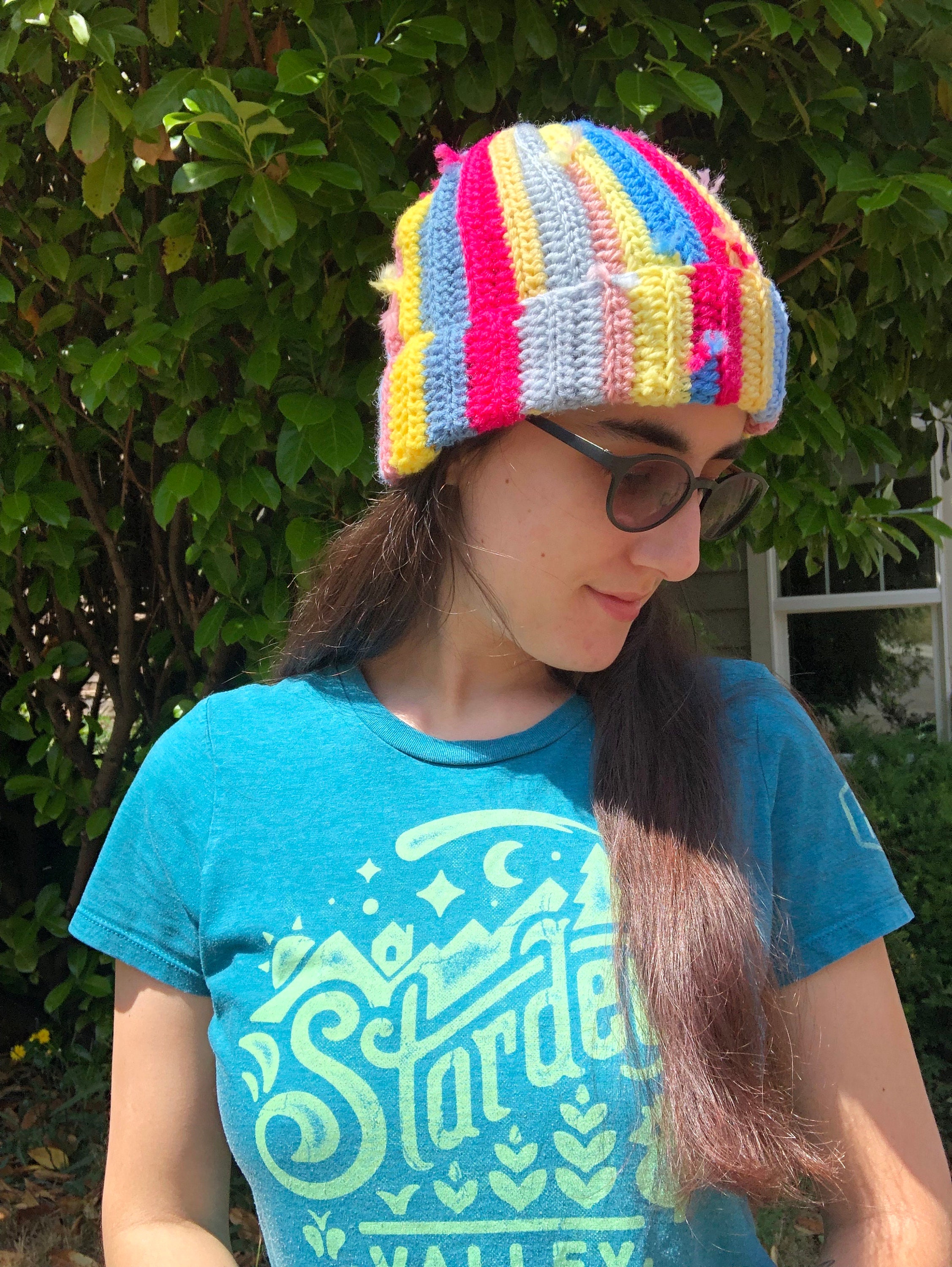 Scrap Yarn Beanie, Scrappy, Handmade, Hat, Patchwork, Multicolor, Yarn ...