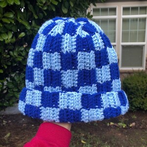 Checkered Beanie, Crochet, Handmade, Hat, Skater, Emo, Checkerboard ...