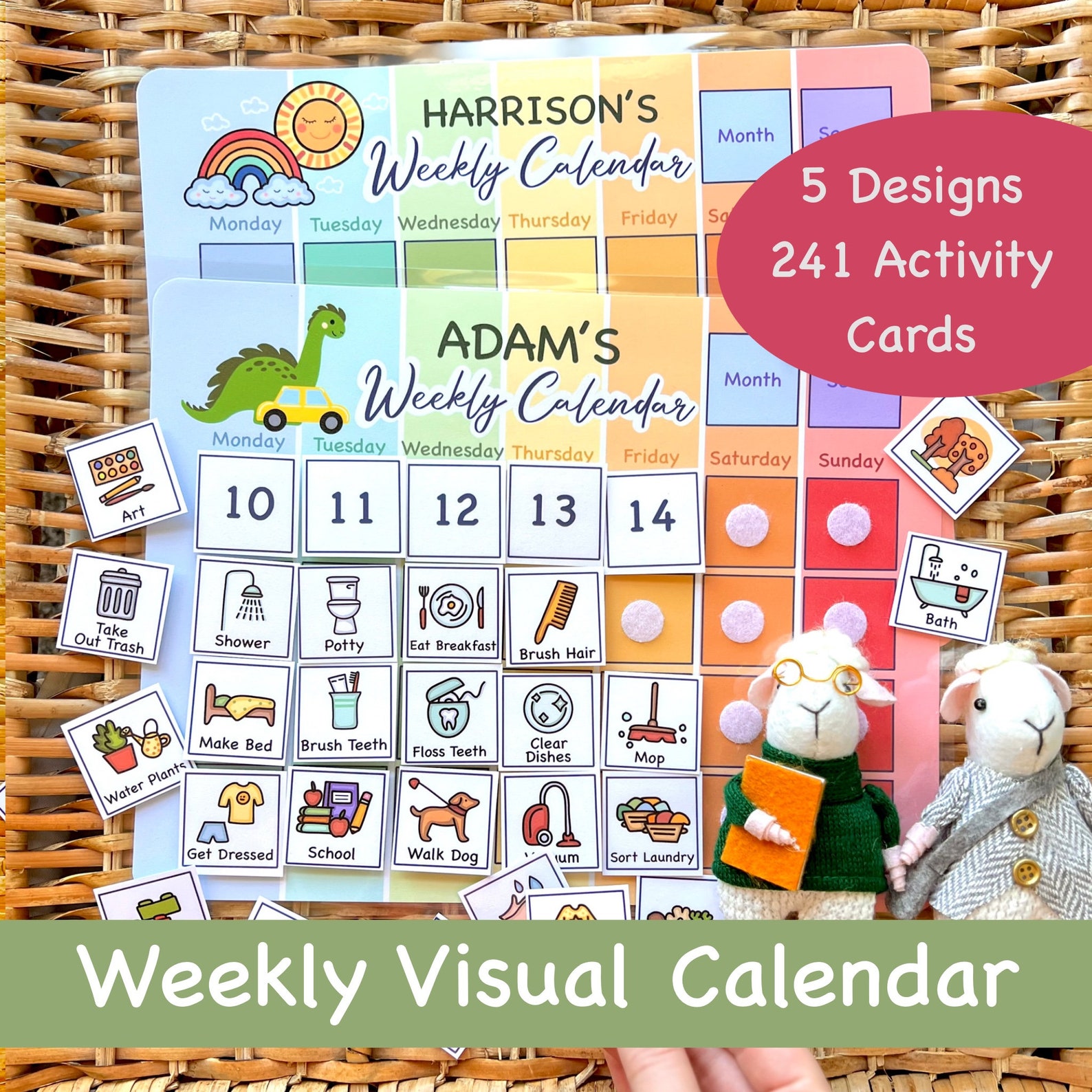 Laminated Kids Weekly Visual Calendar: Toddler Routine Chart With 241 ...